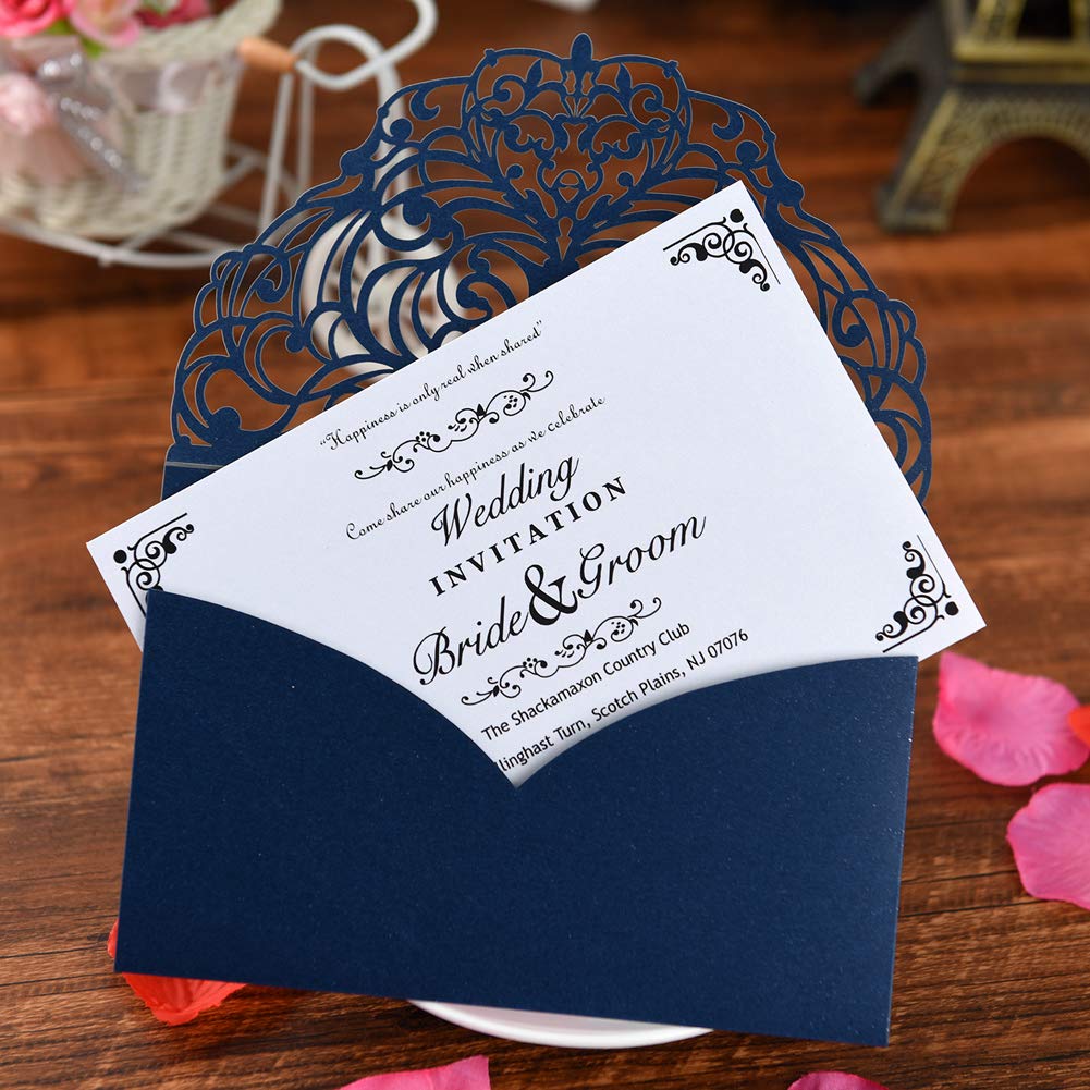 Snapklik.com : FOMTOR Wedding Invitation Paper, 50pcs Laser Cut ...