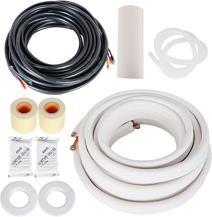 findmall 50FT Air Conditioning Copper Tubing Hose Extension 1/4" and 1/ ...