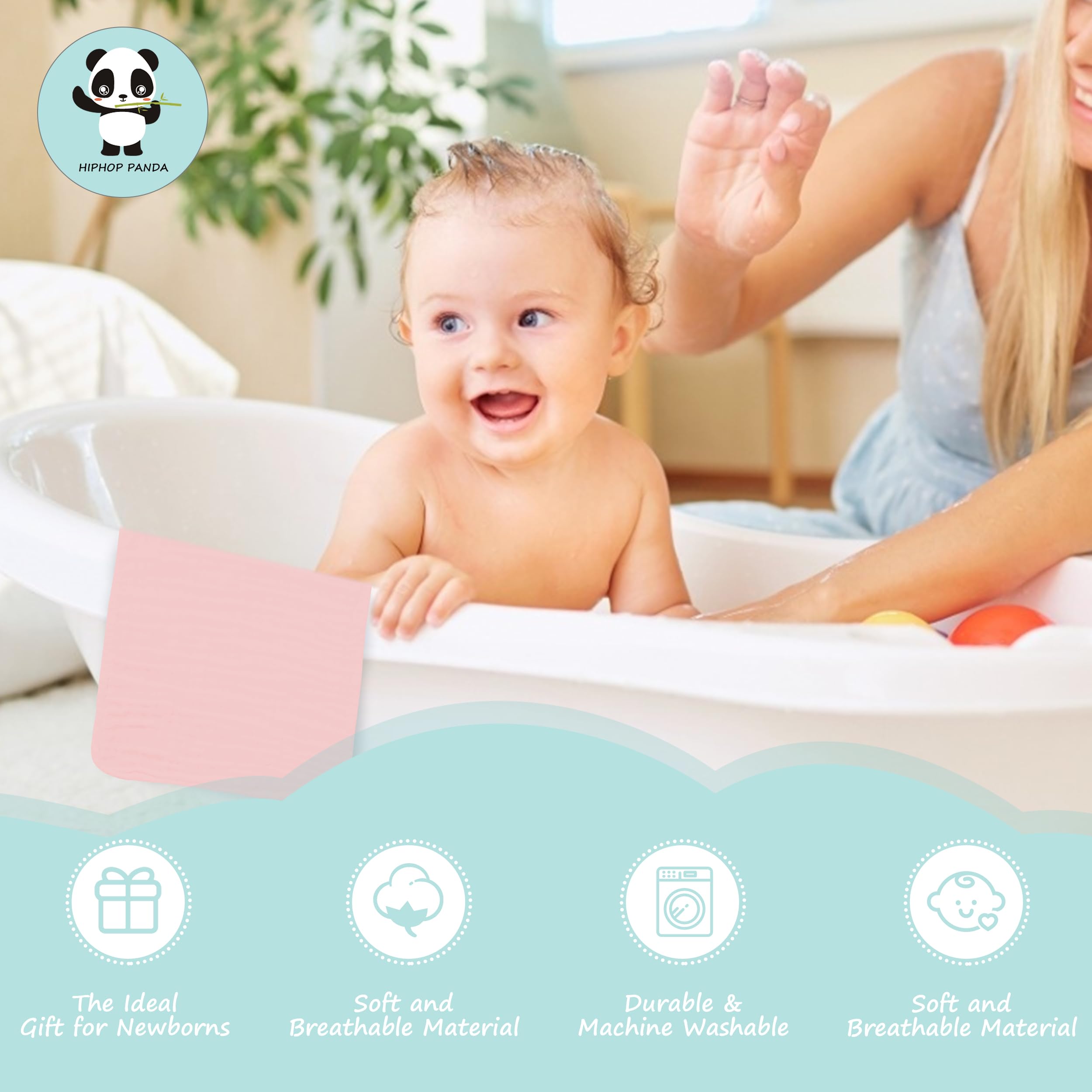 Snapklik.com : HIPHOP PANDA 10 Pack 6-Layers Muslin Burp Cloths Large ...