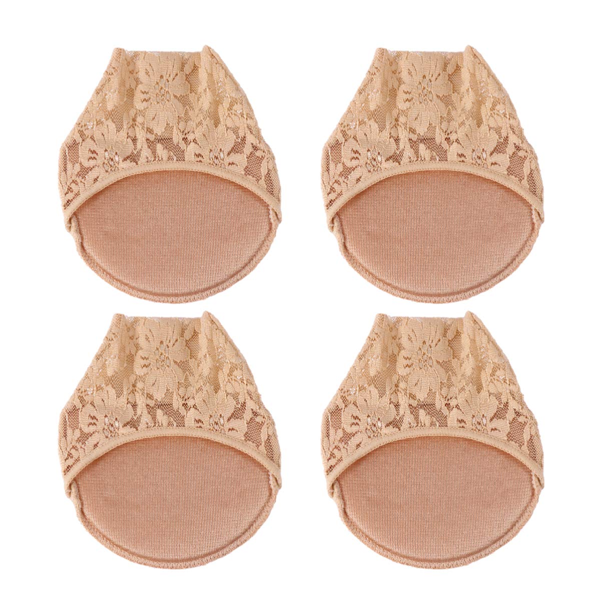 Amazon.com: HEALLILY Women's Beige 2 Pairs Lace Cloth & Rubber Non-Slip ...