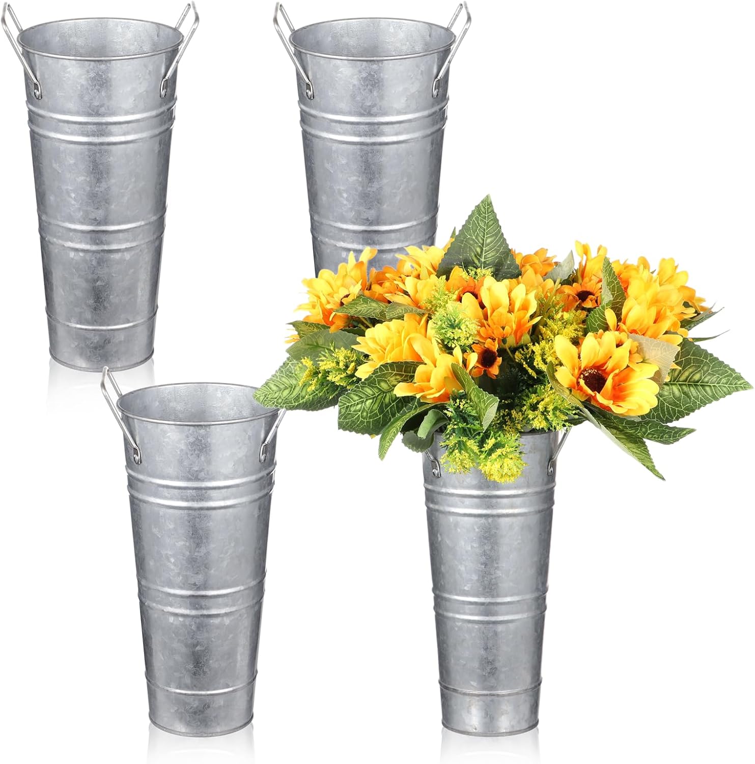 Amazon.com: 4 Pcs Galvanized Flower Buckets, 9in Farmhouse French ...
