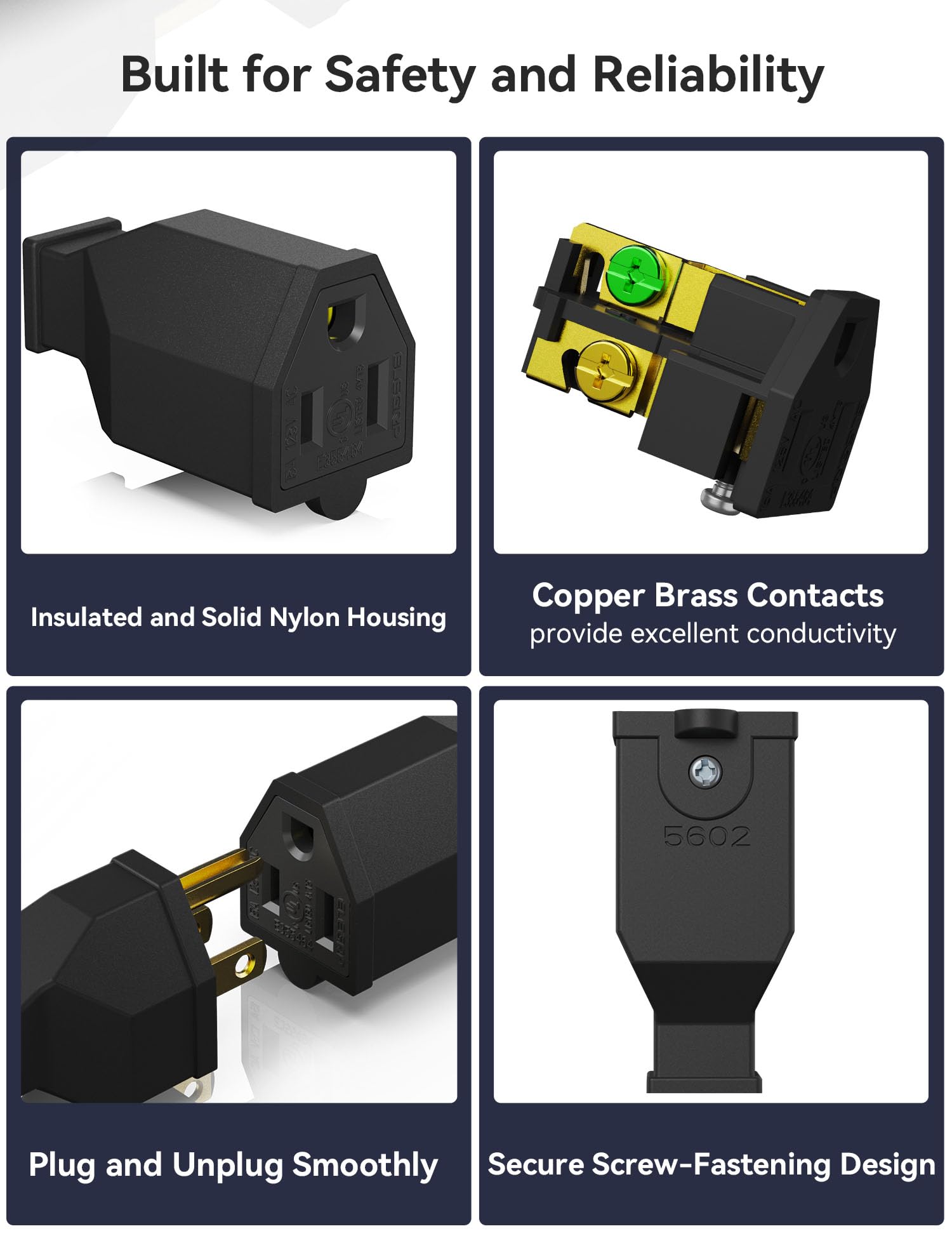 Snapklik.com : Straight Blade Connector, Extension Cord Ends ...