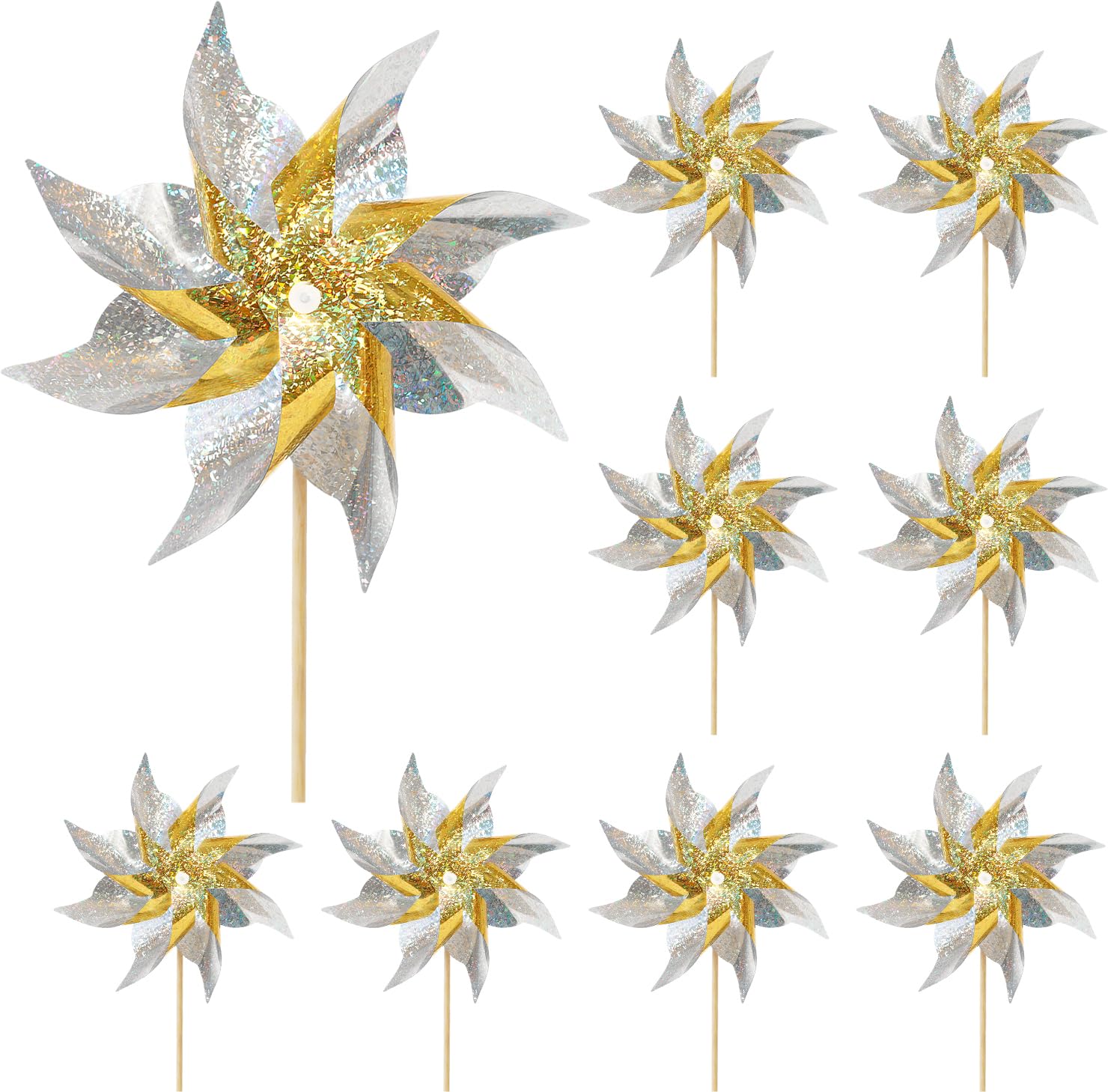 Amazon.com: 10 Pack Reflective Pinwheels for Yard and Garden, Wind ...