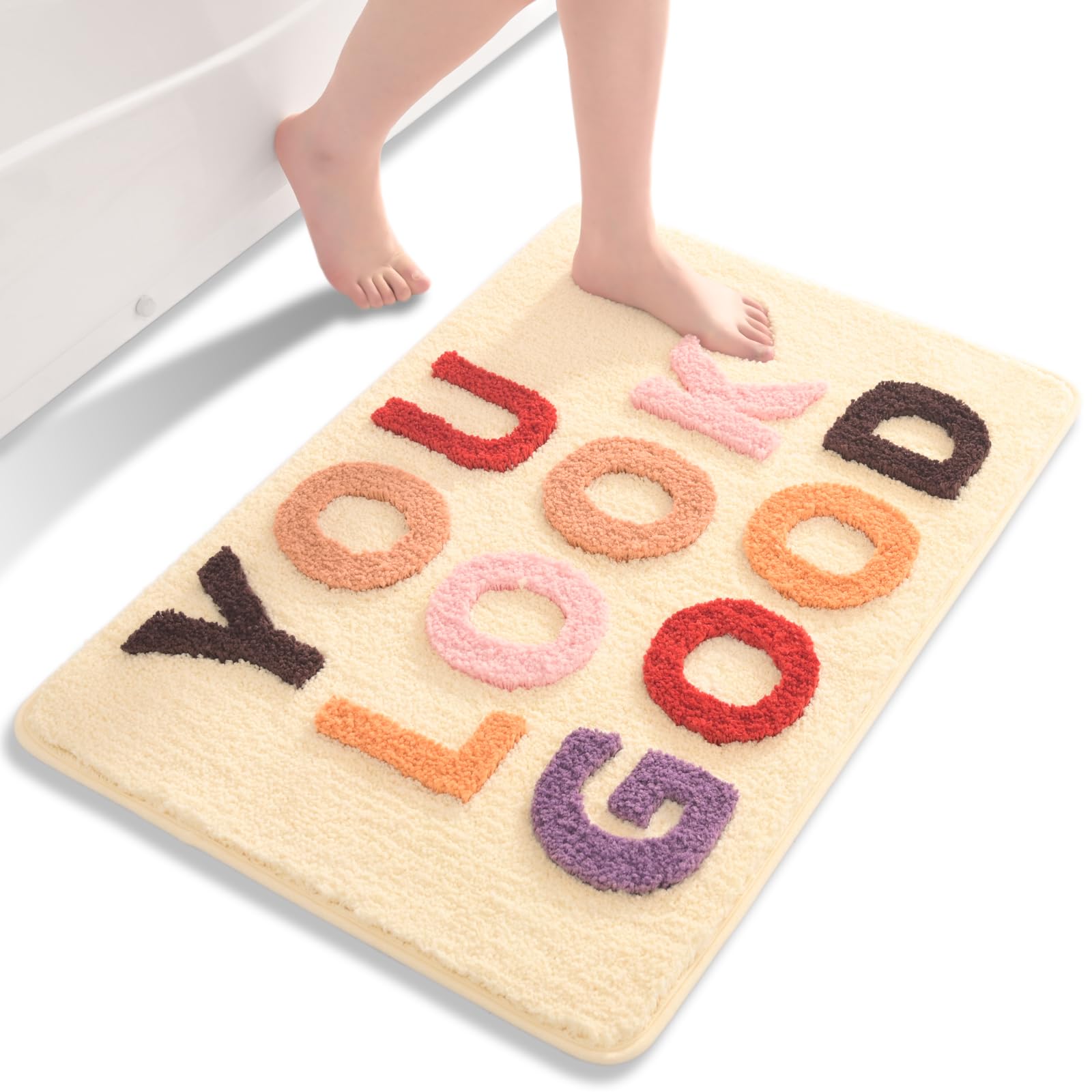 Amazon.com: QJHOMO You Look Good Bath Mat Cute Beige Bathroom Rugs ...