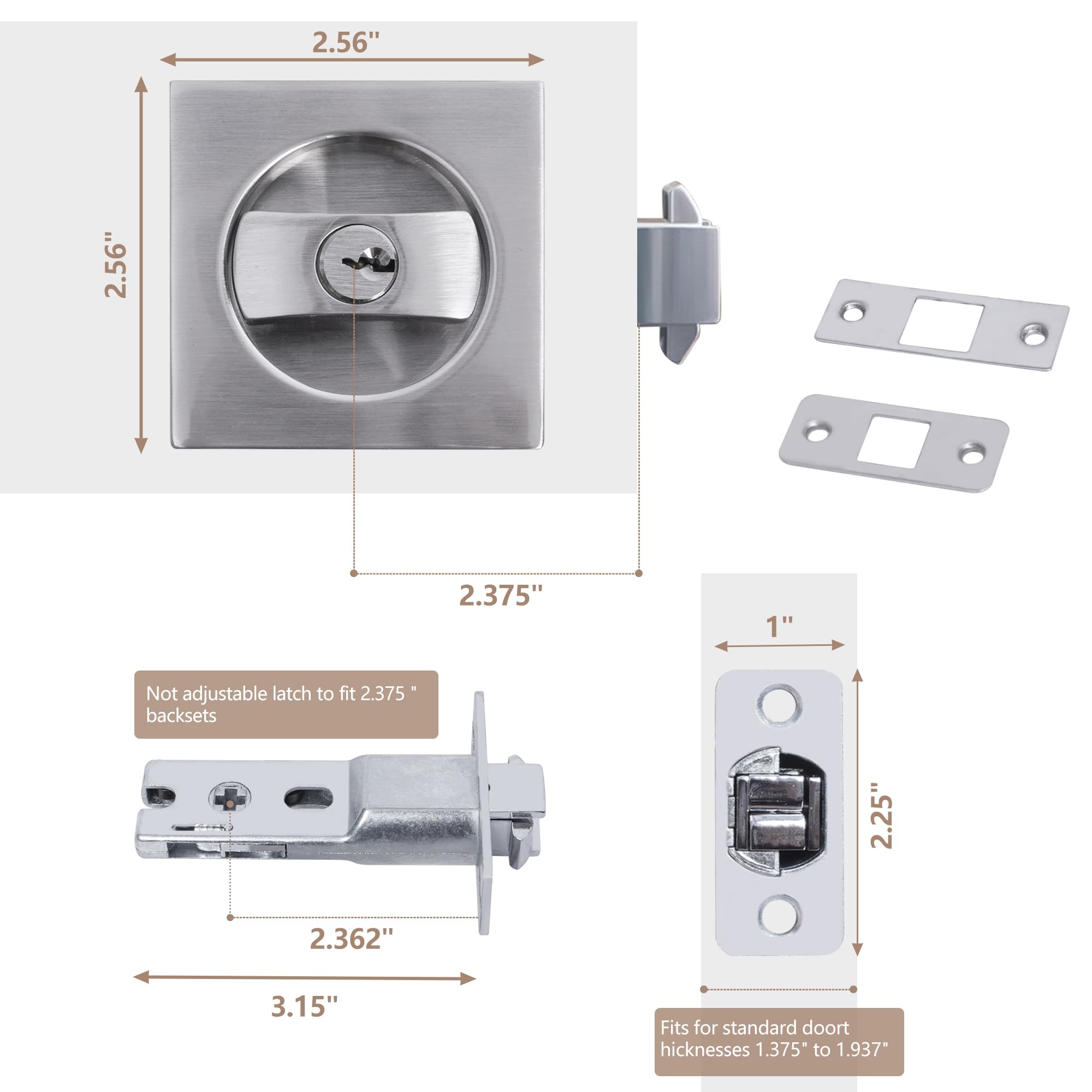 Snapklik.com : Pocket Door Lock, Pocket Door Hardware Square ...