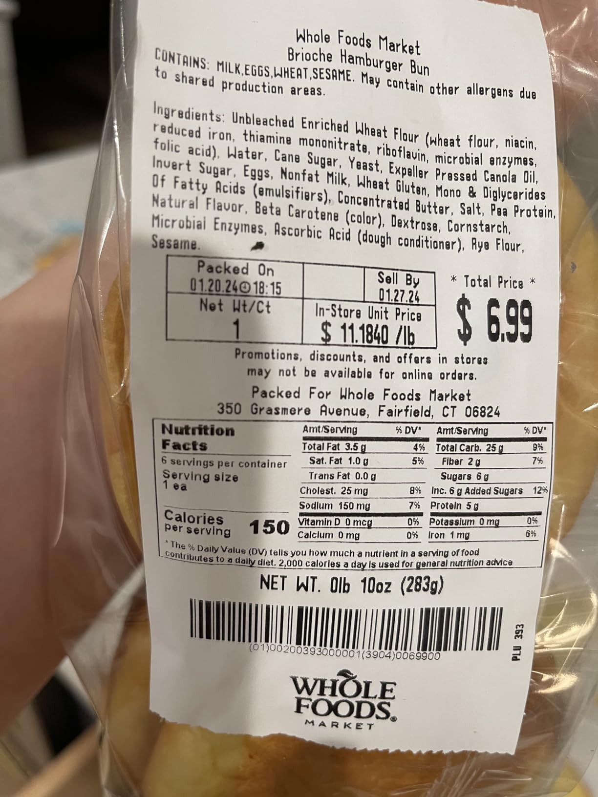 Amazon.com: Whole Foods Market, Bun Brioche Hamburger 6 Count, 10.6 ...