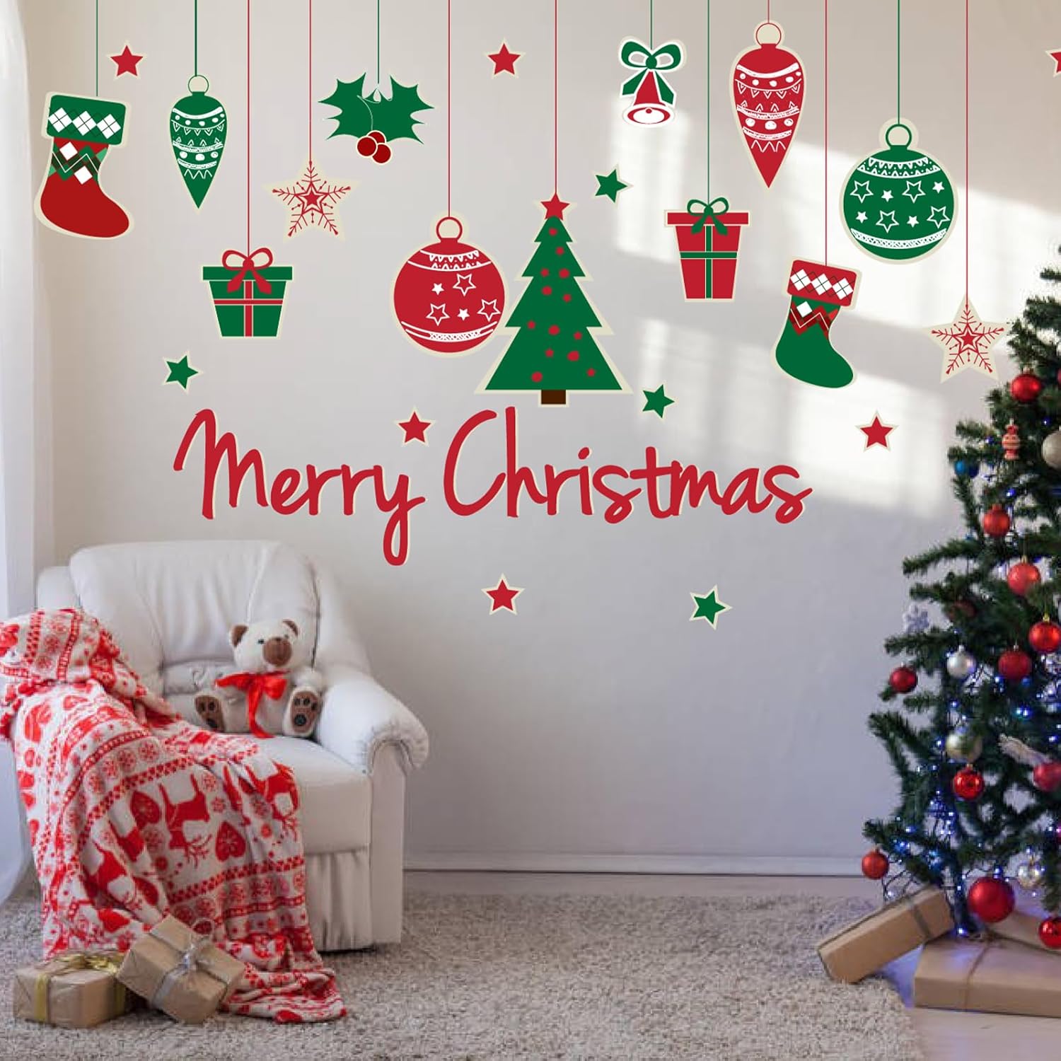 Christmas Wall Decals Removable Christmas Wall Stickers DIY Merry ...