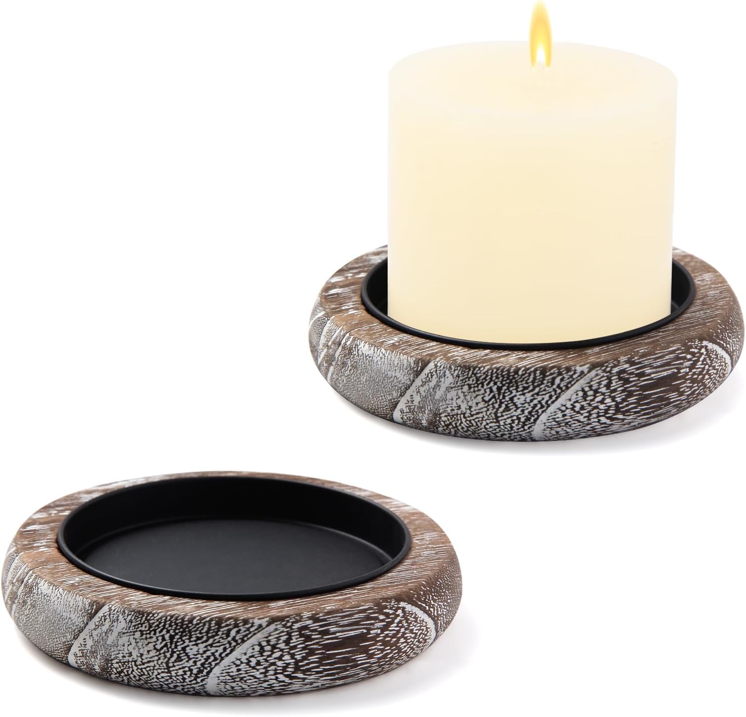 Amazon.com: Wood Candle Holder 3 PCS Farmhouse Decor Wooden Pillar ...