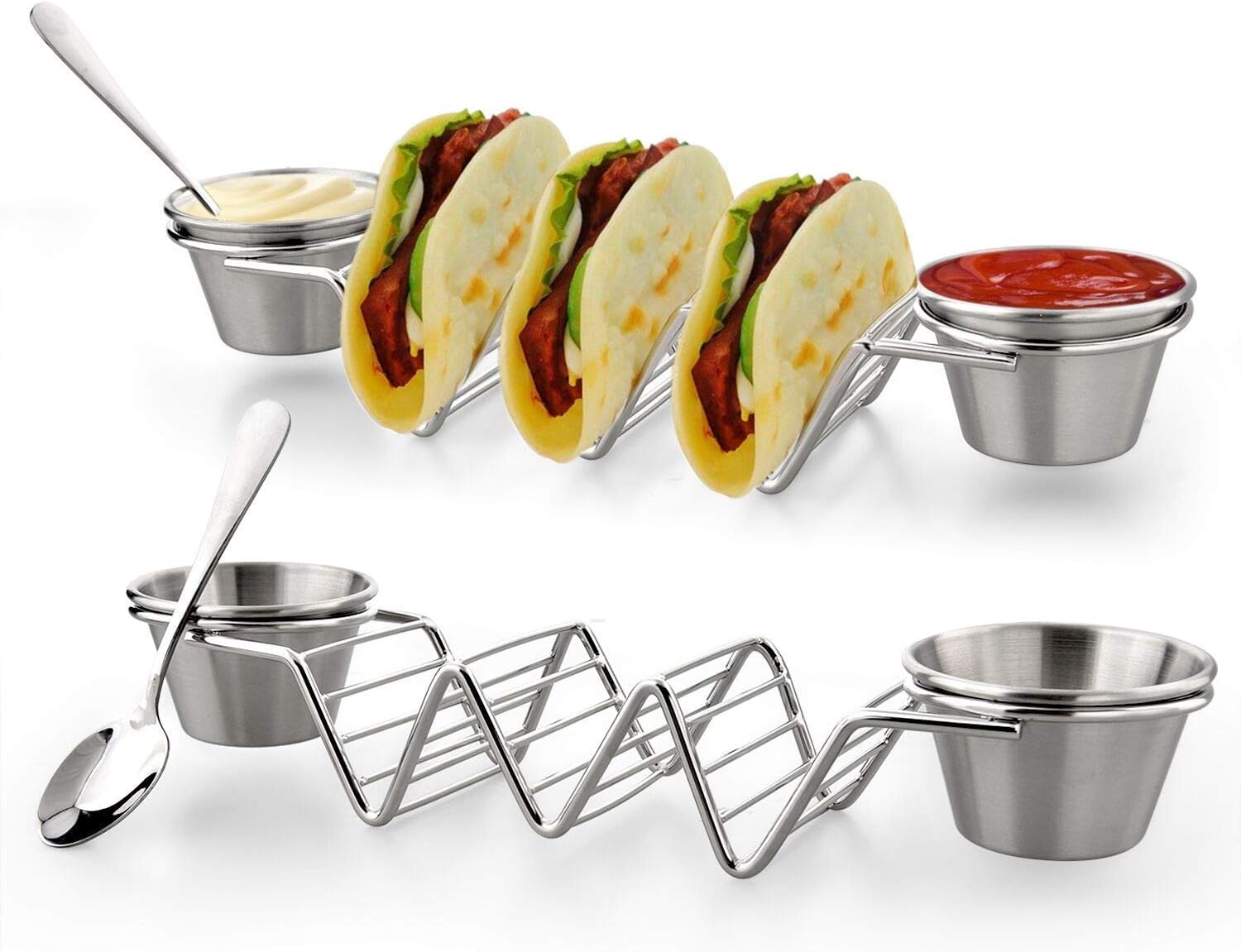 Taco Holder 2 Pack Taco Stand Stainless Steel Taco Rack Wave Shaped ...