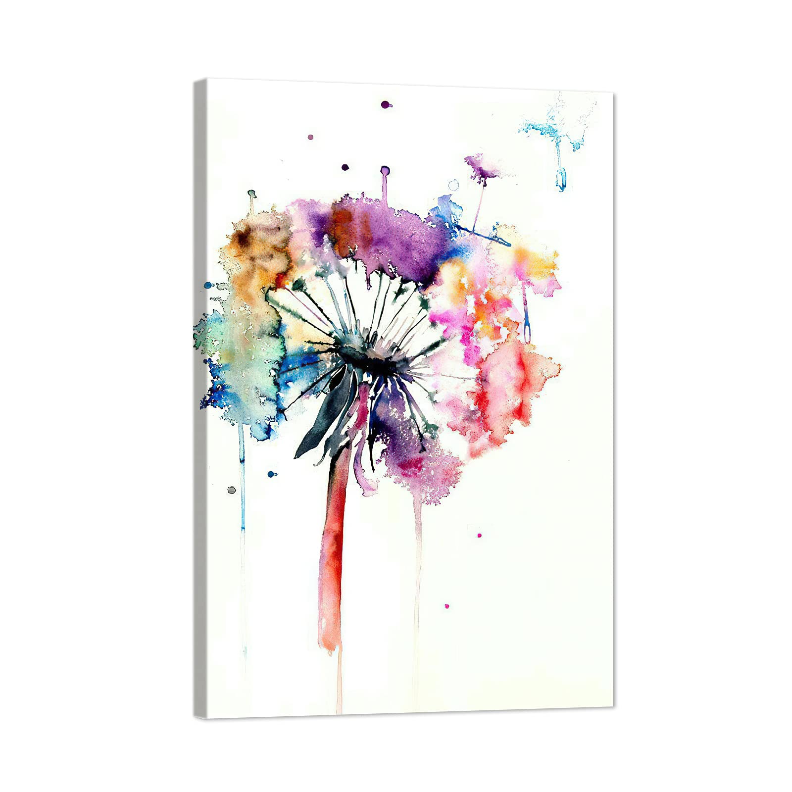 Amazon.com: Dandelion Canvas Wall Art, Watercolor Painting Floral Print ...