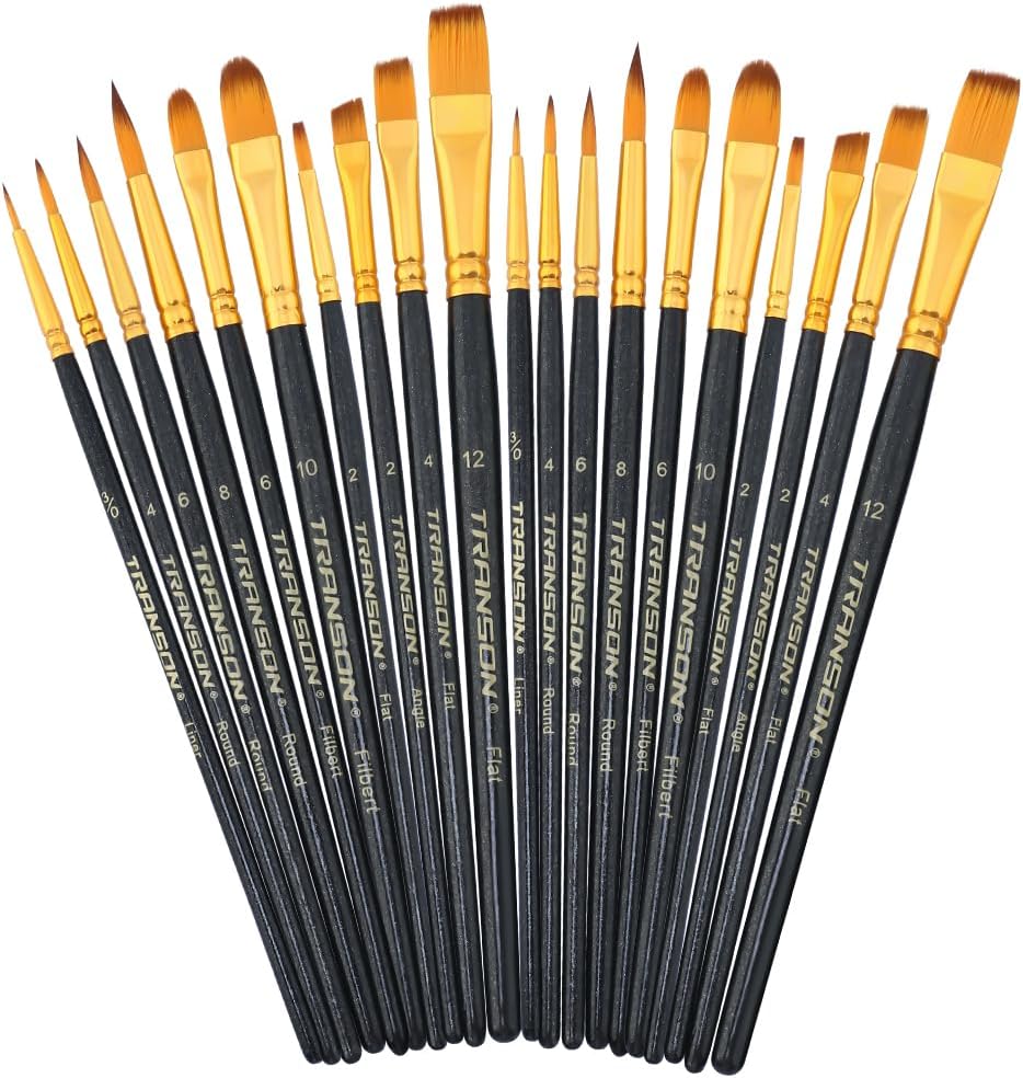 Amazon.com: Transon Synthetic Filbert Paint Brush Set 10pcs for Acrylic ...