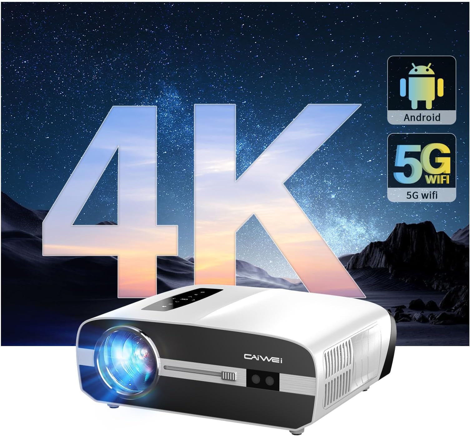 Amazon.com: UHD 4K Projector with 5G Wifi Bluetooth, Home Cinema ...