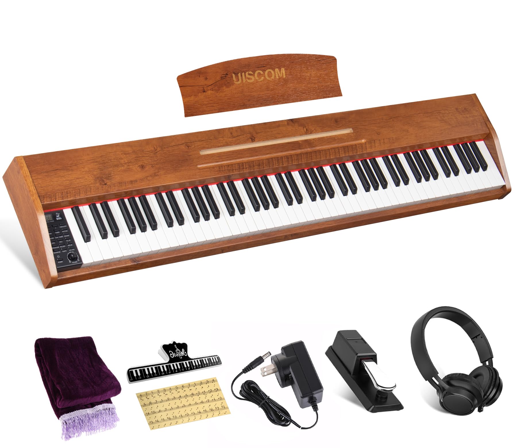 Amazon.com: UISCOM 88 Key Digital Piano Keyboard for Beginners,Full Size Electric Piano Semi ...