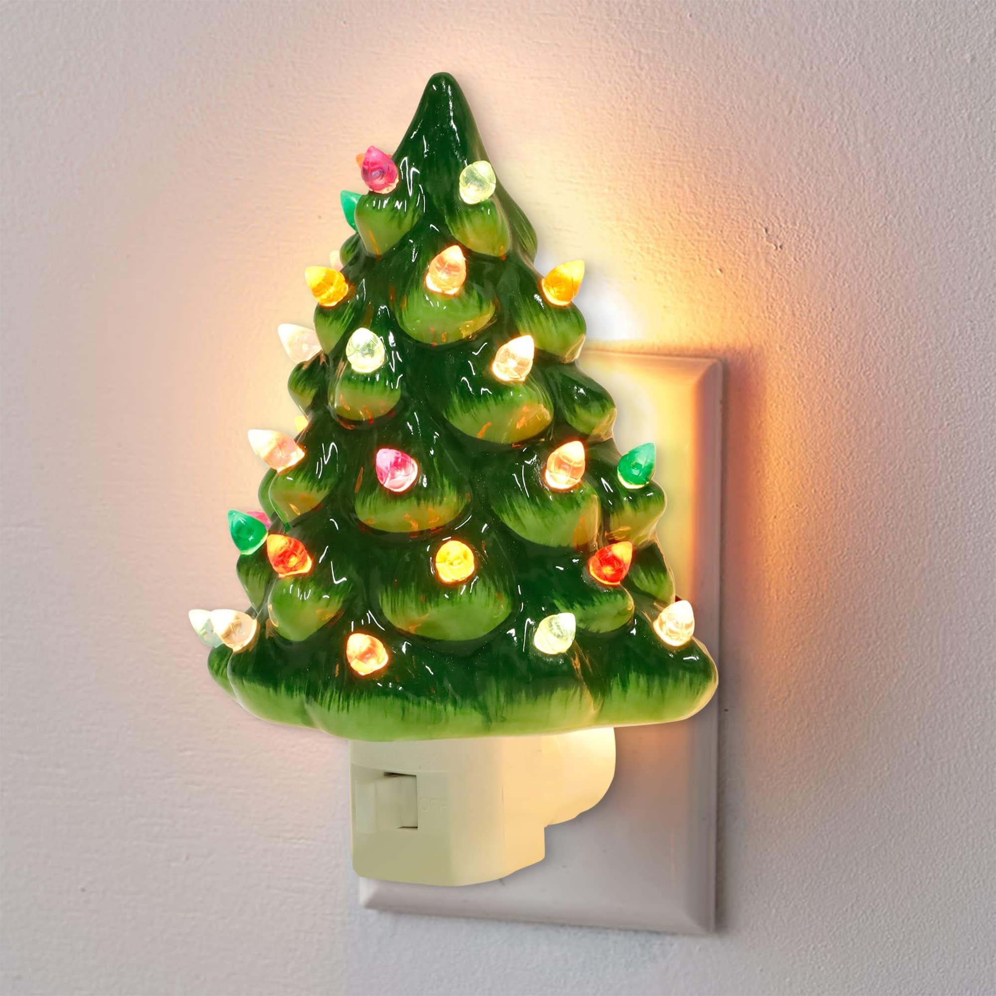 Amazon.com: Collections Etc Ceramic Christmas Tree Night Light - 6"H ...