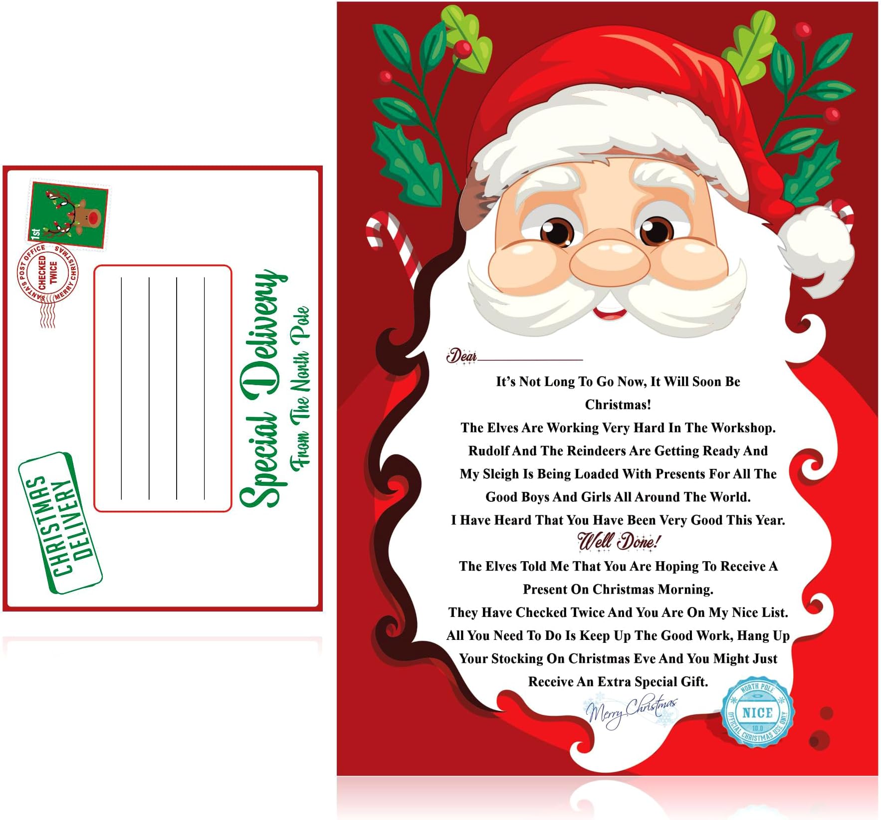 Santa Letter Christmas Cards Personalised Christmas Official Nice List ...