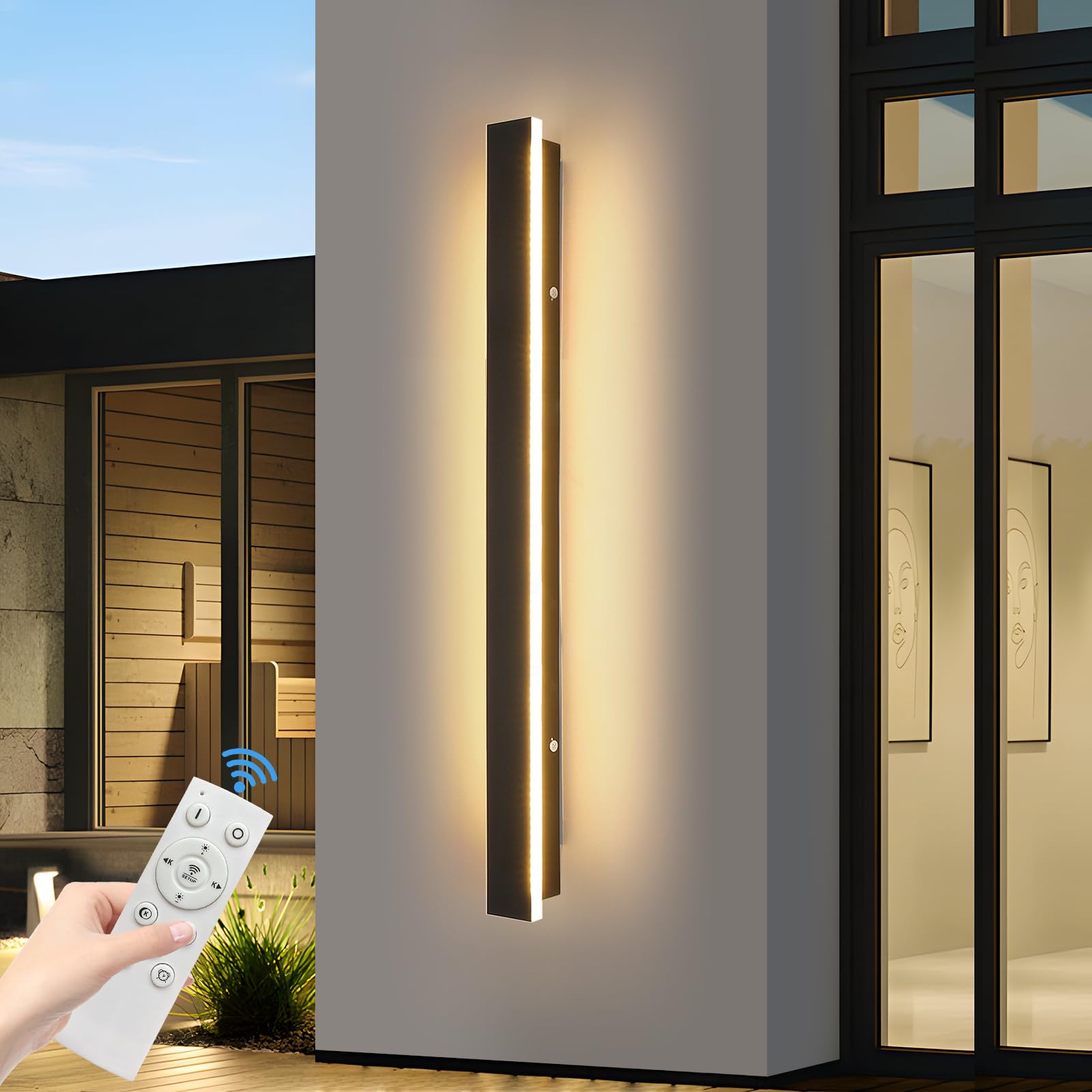 Outdoor Long Wall Light, 59inch LED Wall Mounted Sconces, 3000K-6000K ...