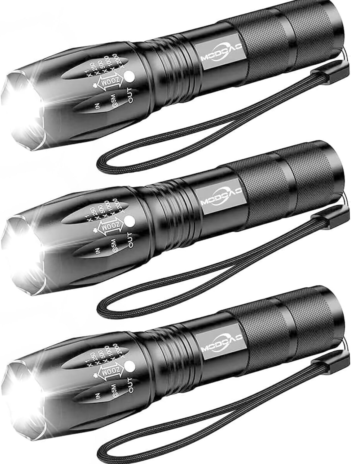 MODOAO 3pack Super Bright Flashlights High Lumens LED Flashlight with ...
