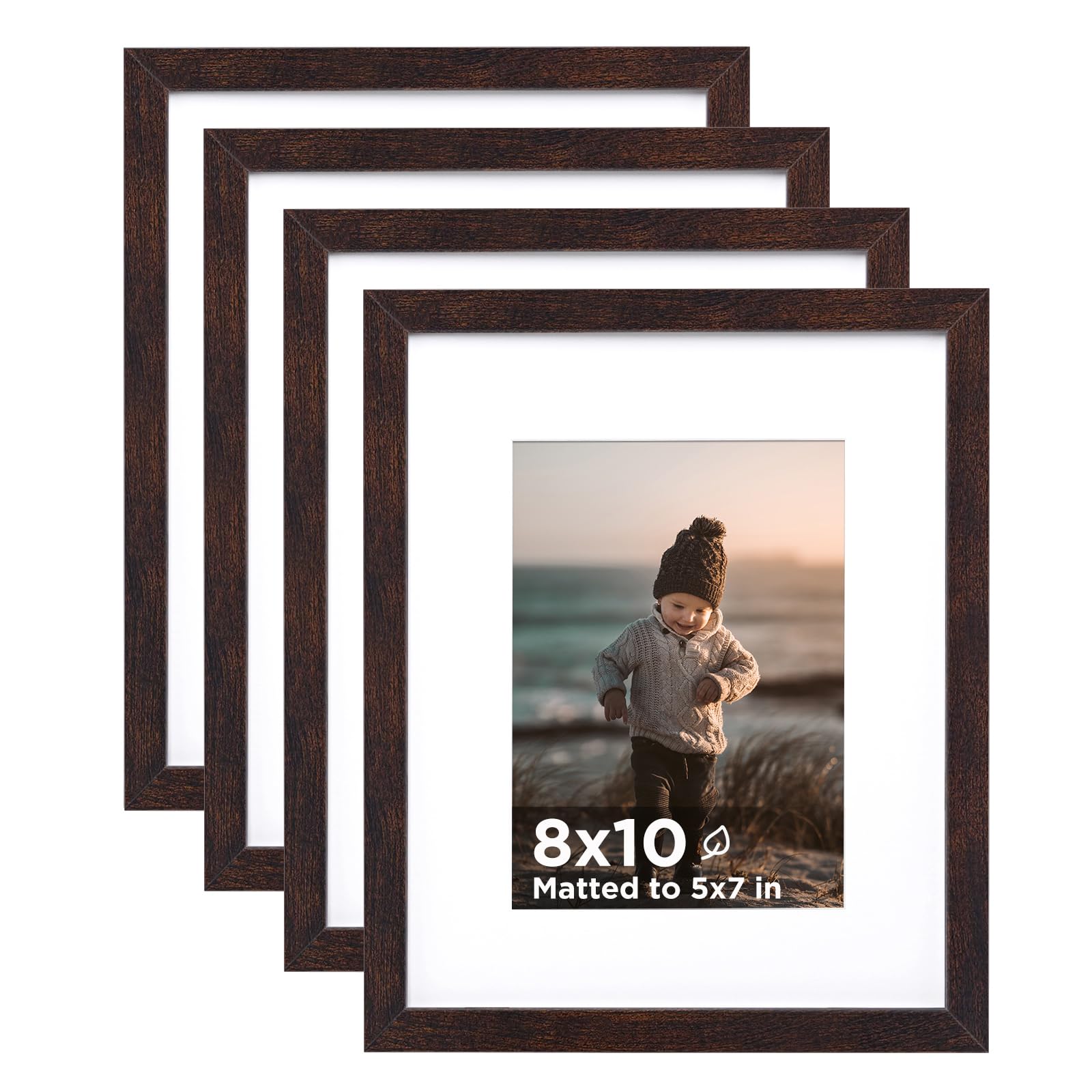 Snapklik.com : KINLINK 8x10 Picture Frame Brown Set Of 4, Wooden Photo ...