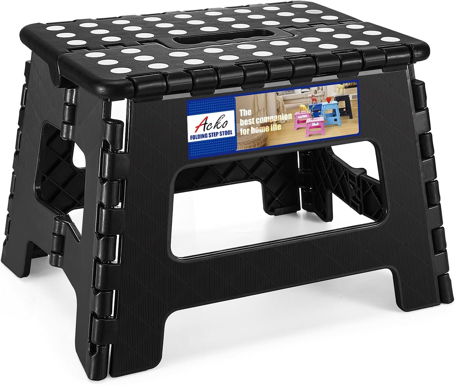 Amazon.com: ACKO Folding Step Stool 9 Inch 300 lb Capacity, Plastic ...