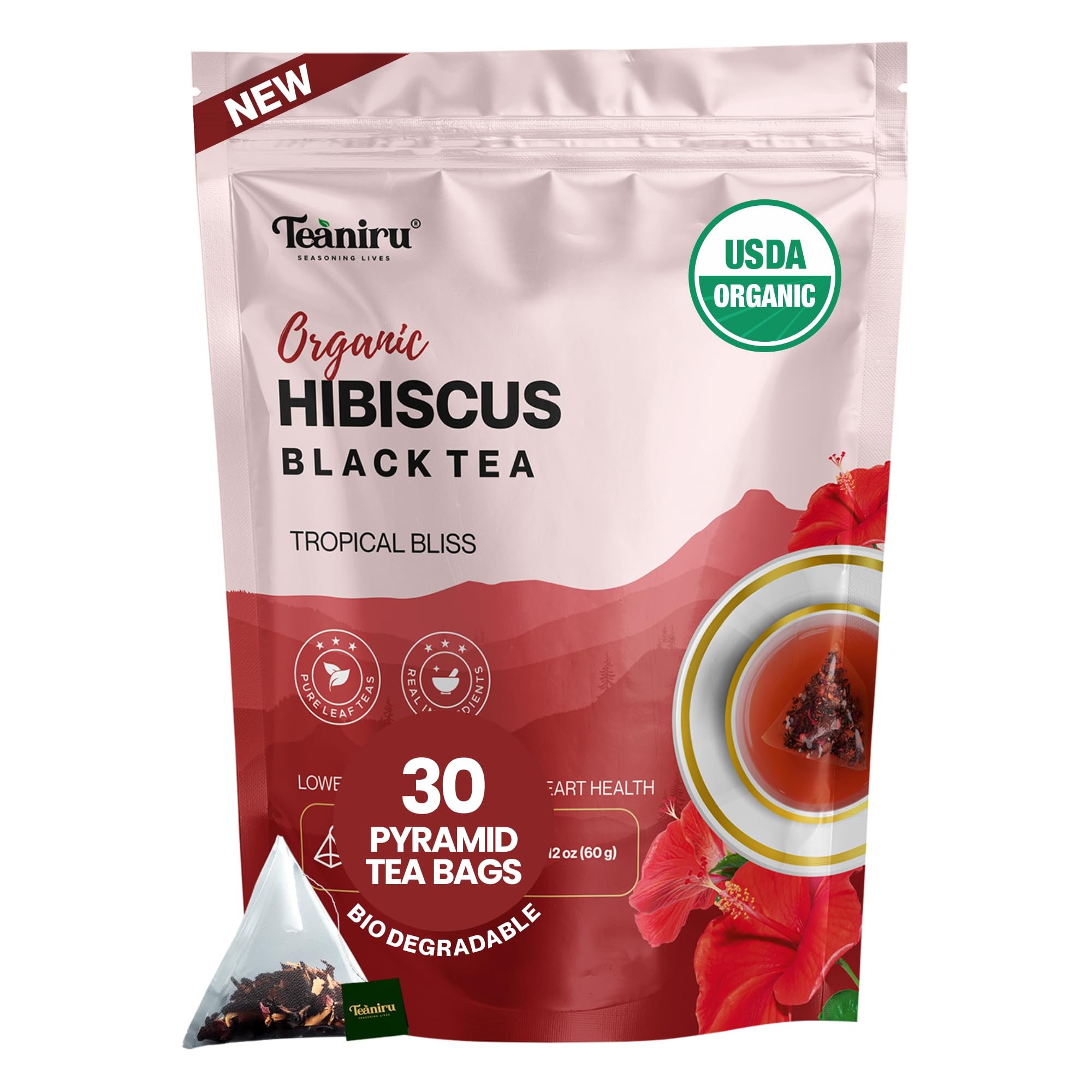 Amazon.com : Teaniru, Organic Hibiscus Tea - 30 Count | Lowers Blood ...