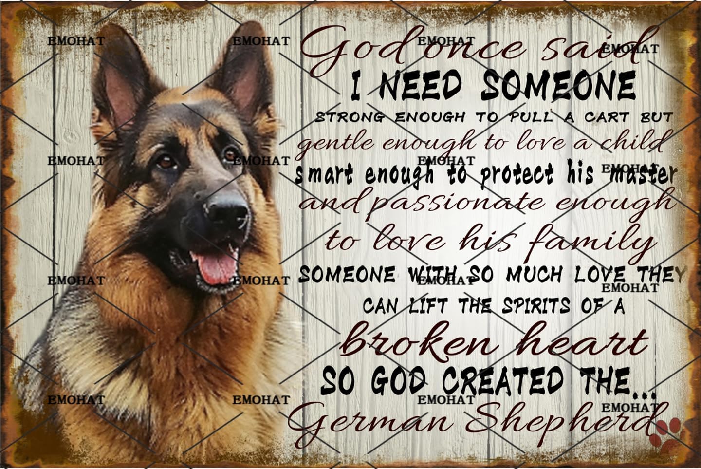 Amazon.com: Retro Metal Tin Sign Look Right Beside You German Shepherd ...