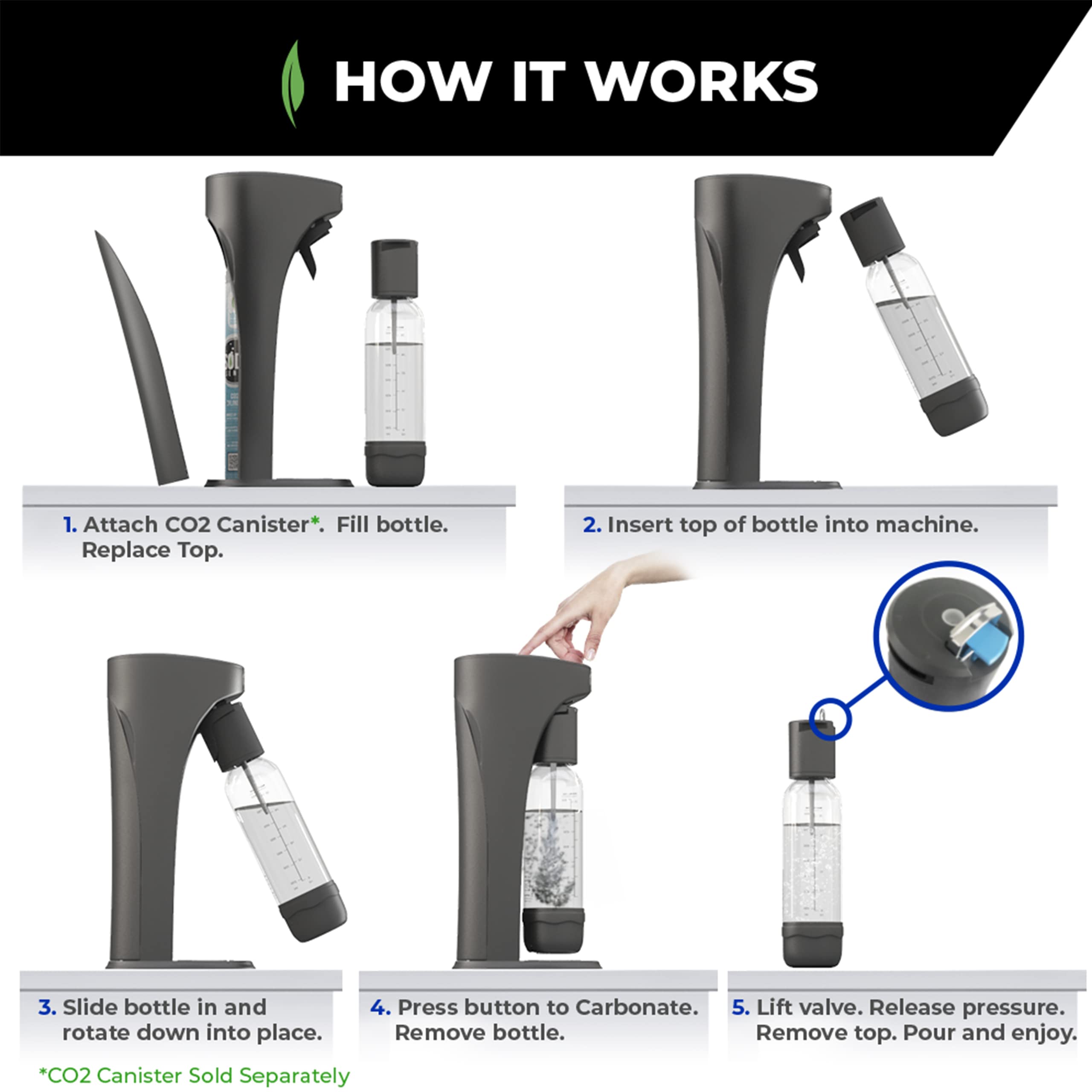 Buy The Soda Sensei Sparkling Water Maker by Soda Sense, Carbonate ...