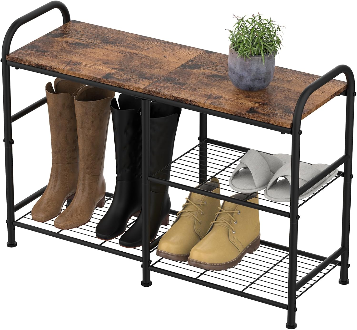 Industrial Shoe Storage Bench with 3-Tier Shoe Storage Bench for ...