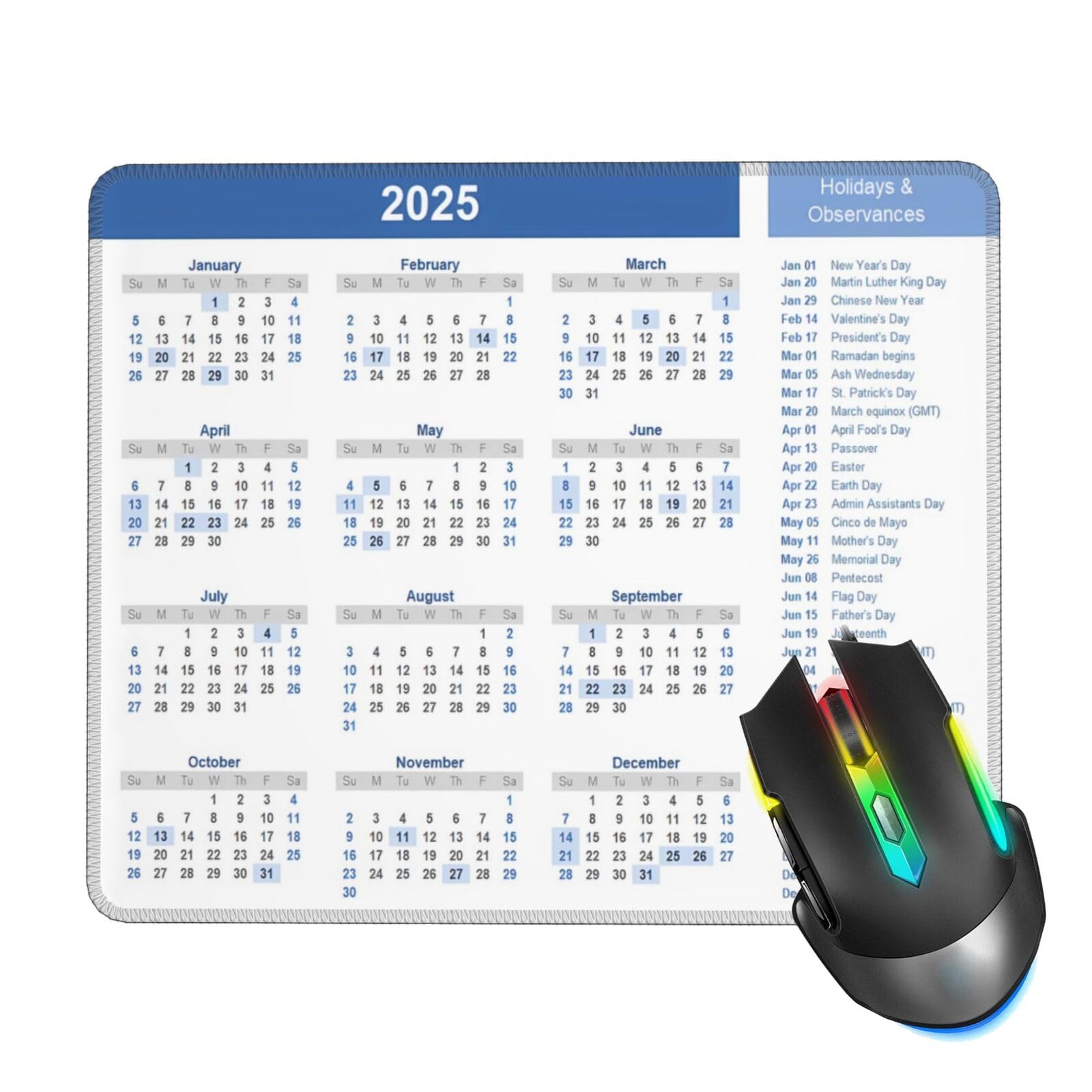 Amazon.com: 2025 Calendar Mouse Pad, Calendar with Holiday Mouse Pad ...