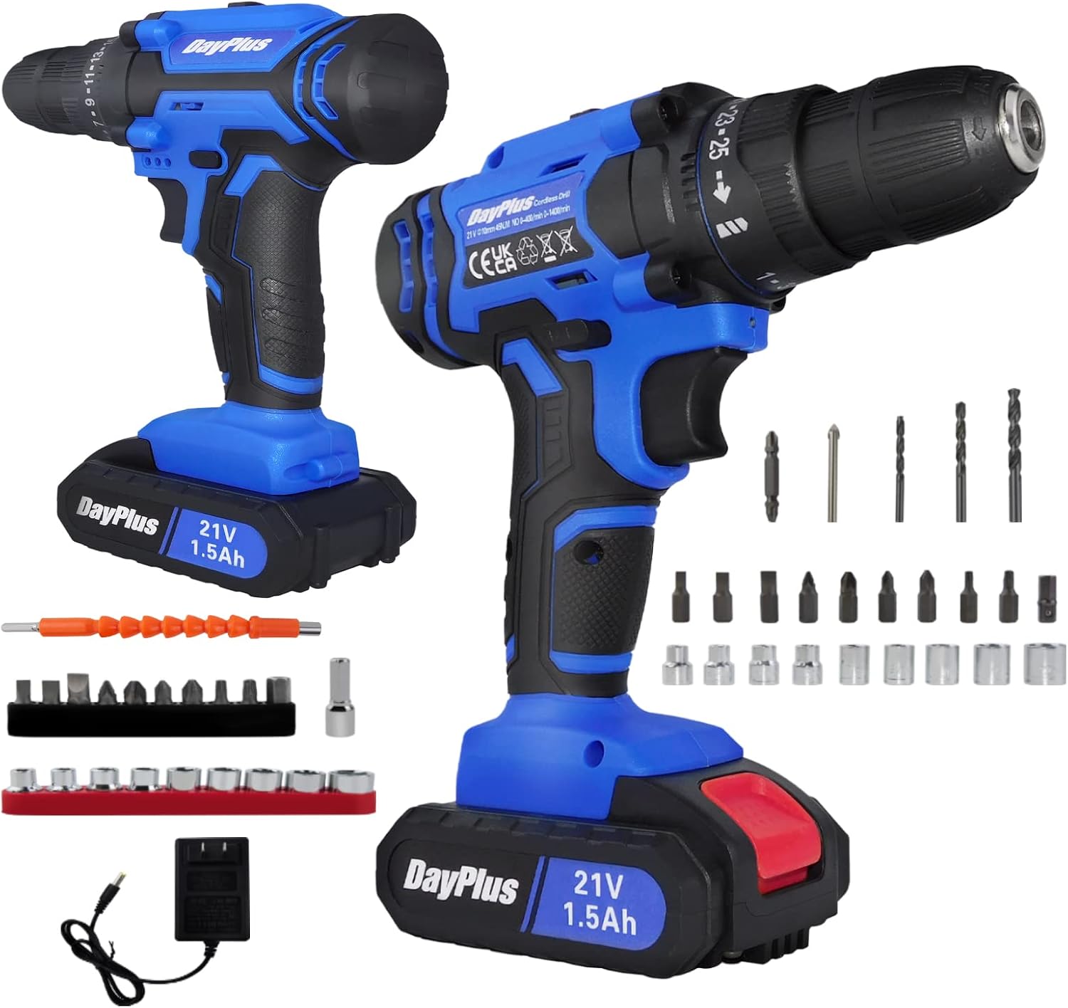 Amazon.com: 21V Cordless Drill, Drill Set with 3/8" Keyless Chuck ...