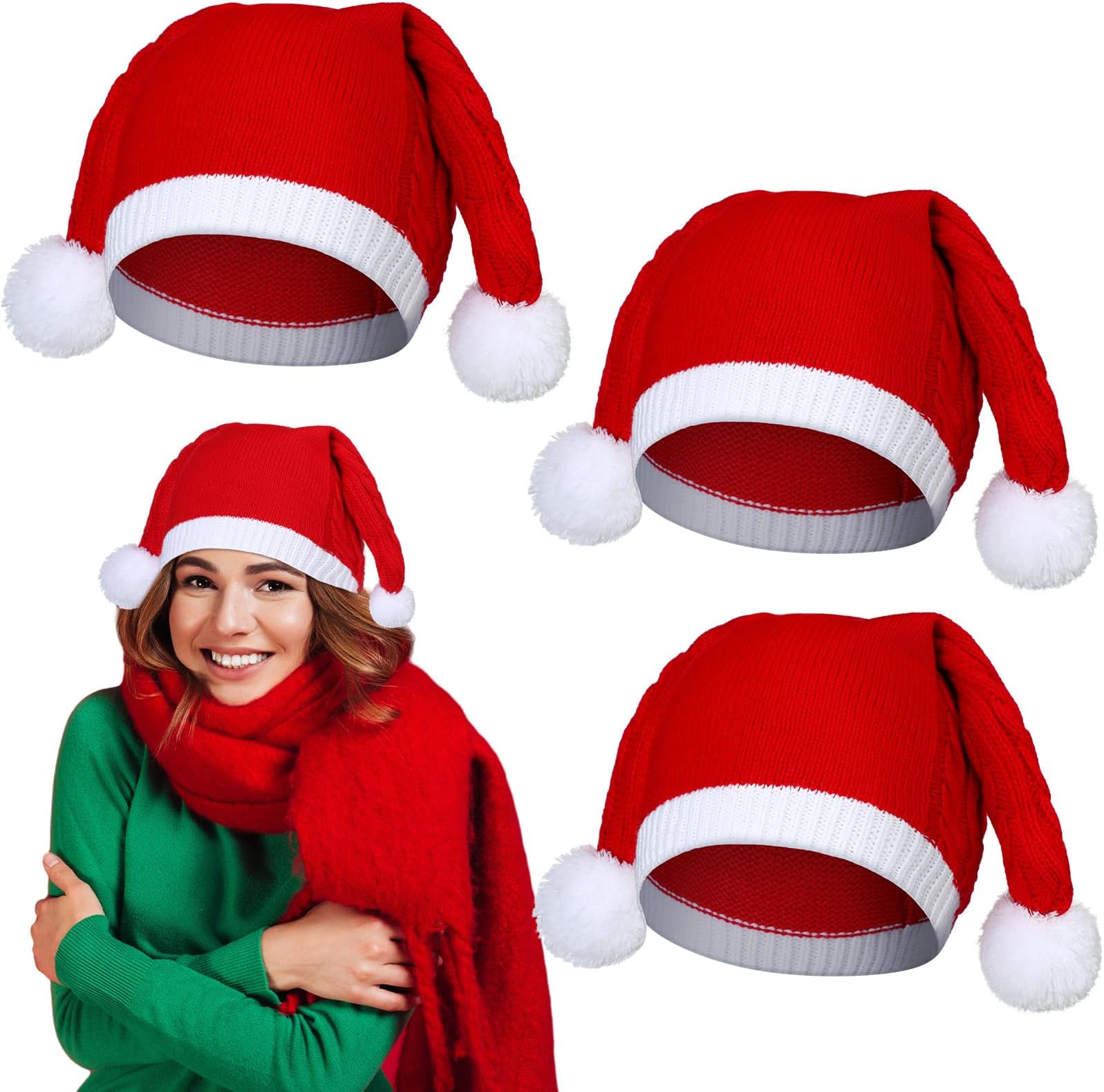 Amazon.com: Jeyiour Christmas Tree Hats Winter Knitted Crochet Beanie ...