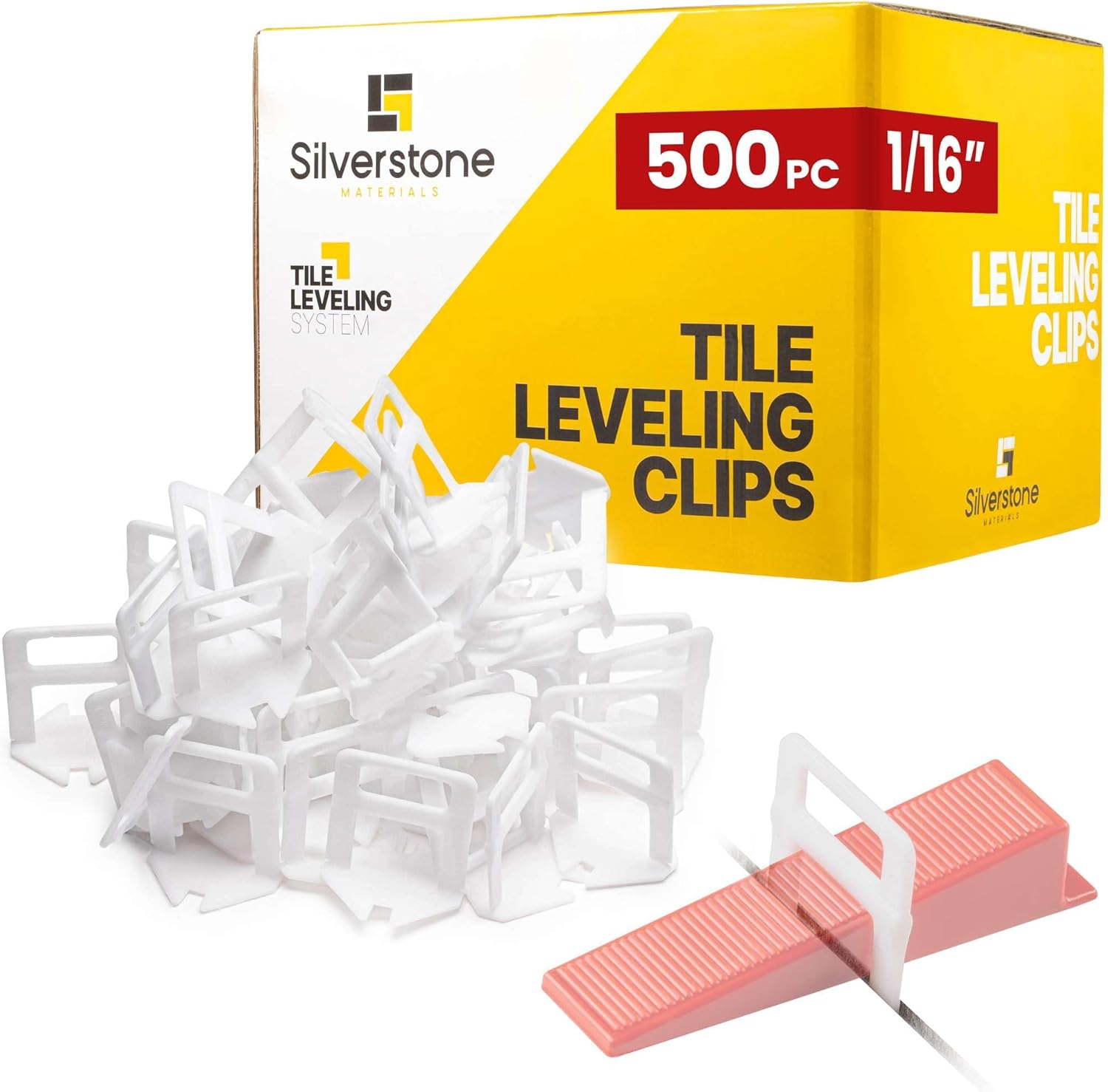 500 Pcs Tile Leveling System Clips with 1/16" (1.5mm) Clips - Saves ...