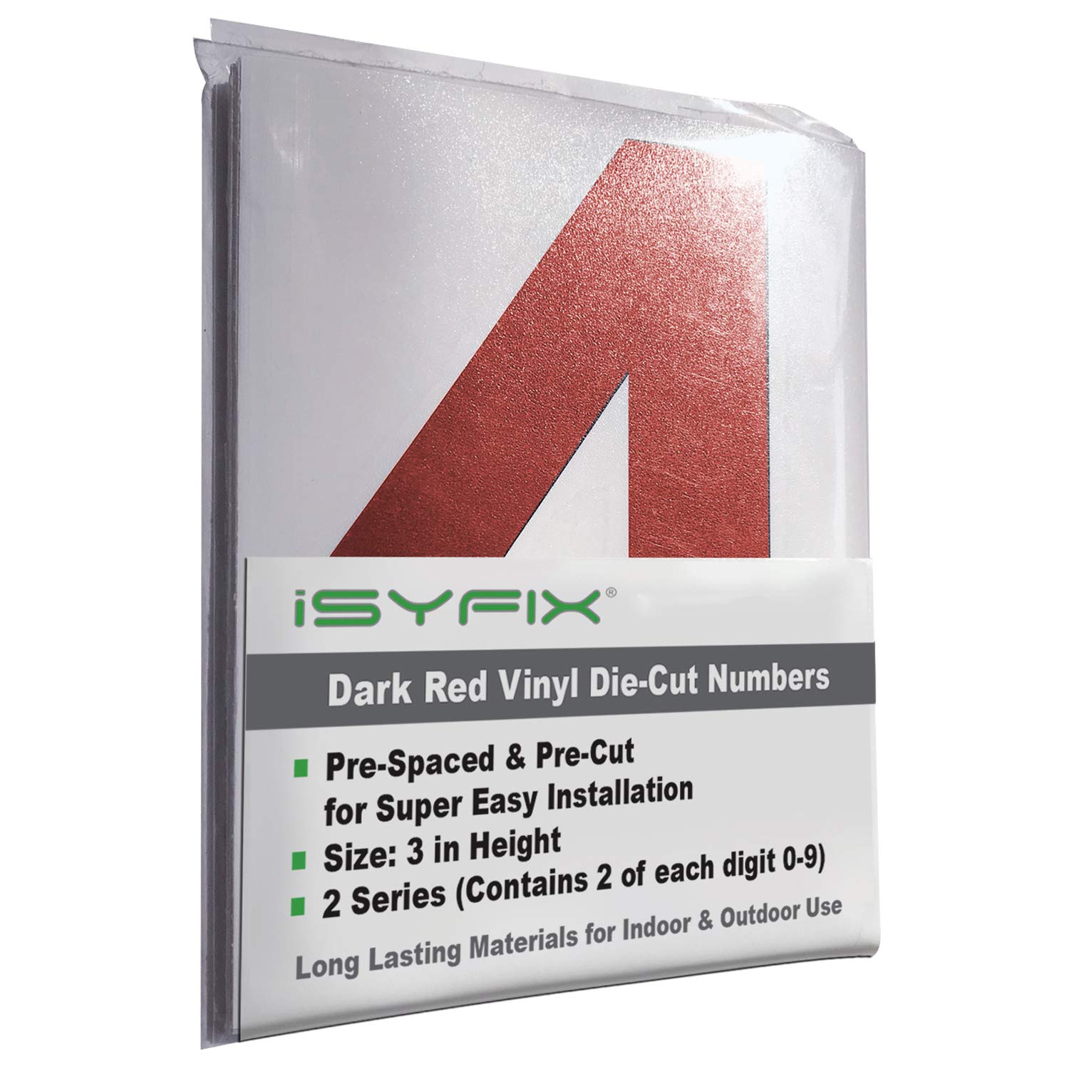 Snapklik.com : iSYFIX Red Vinyl Numbers Stickers 3 Inch Self Adhesive