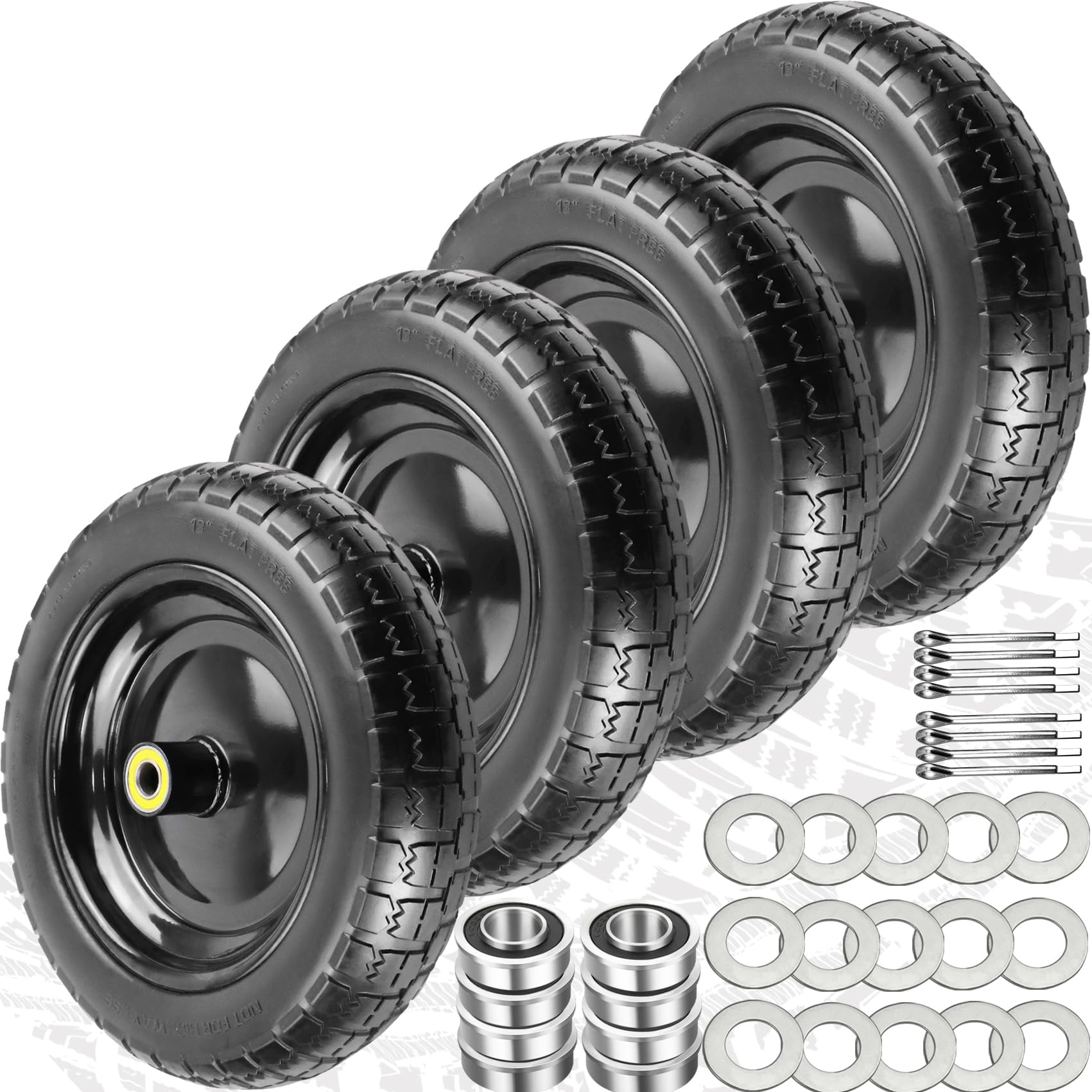Amazon.com : Gorilla Carts 13 Inch No-Flat Replacement Wheels, Heavy ...