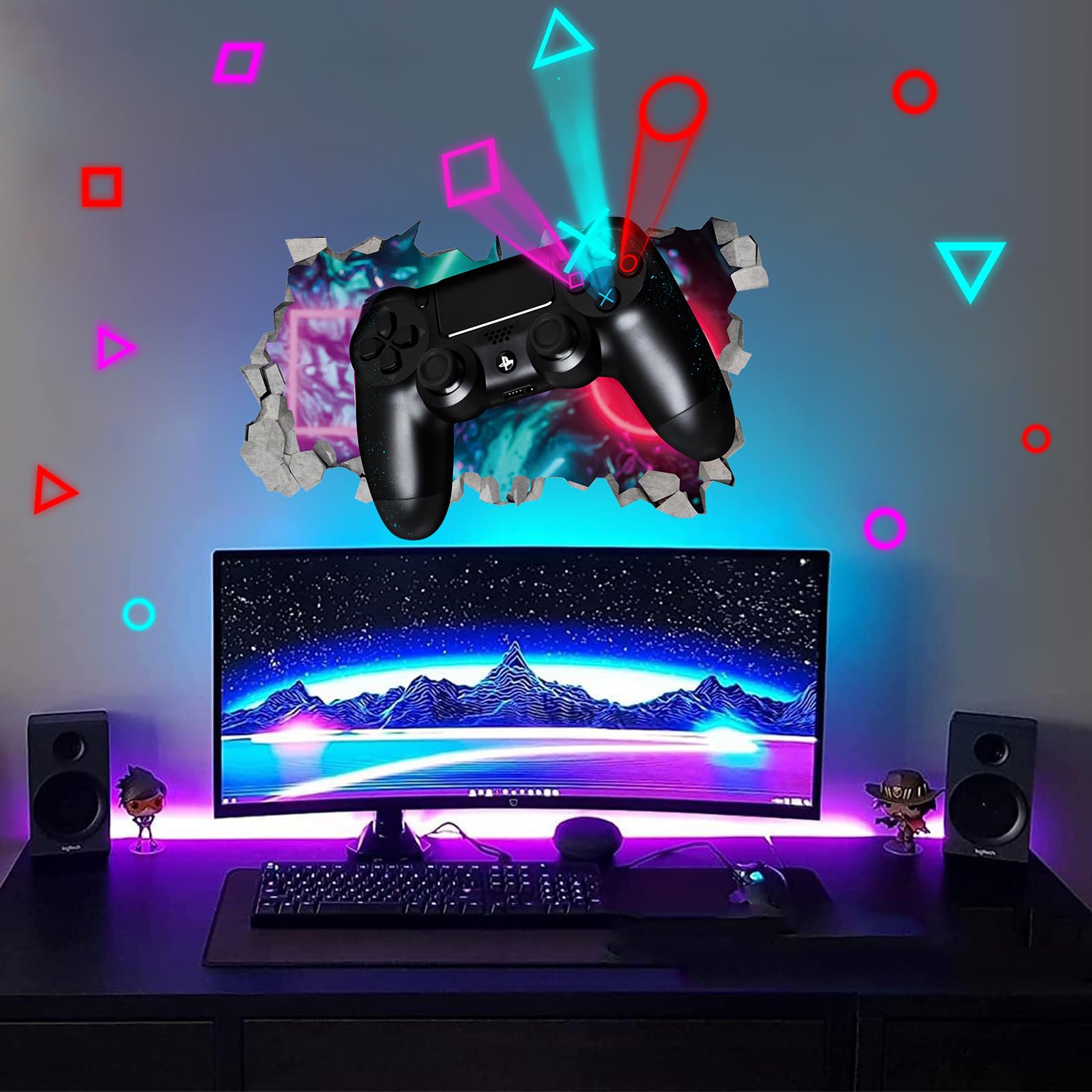 Game Wall Stickers Gaming Wall Decals for Boys Bedroom Gaming Room Wall ...