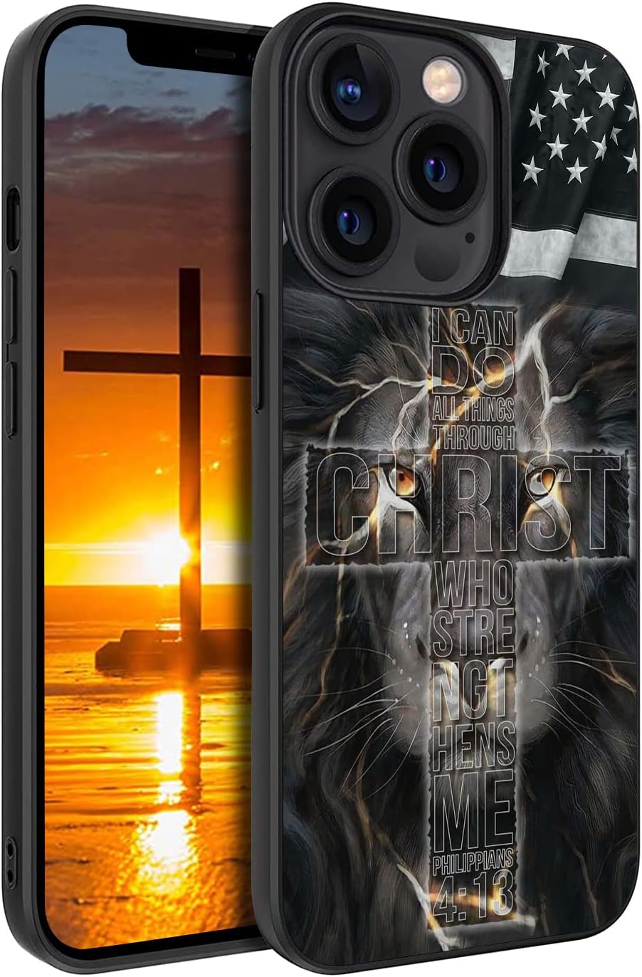 Amazon.com: Jesus Christian Cross Lion I Can Do All Things Through ...