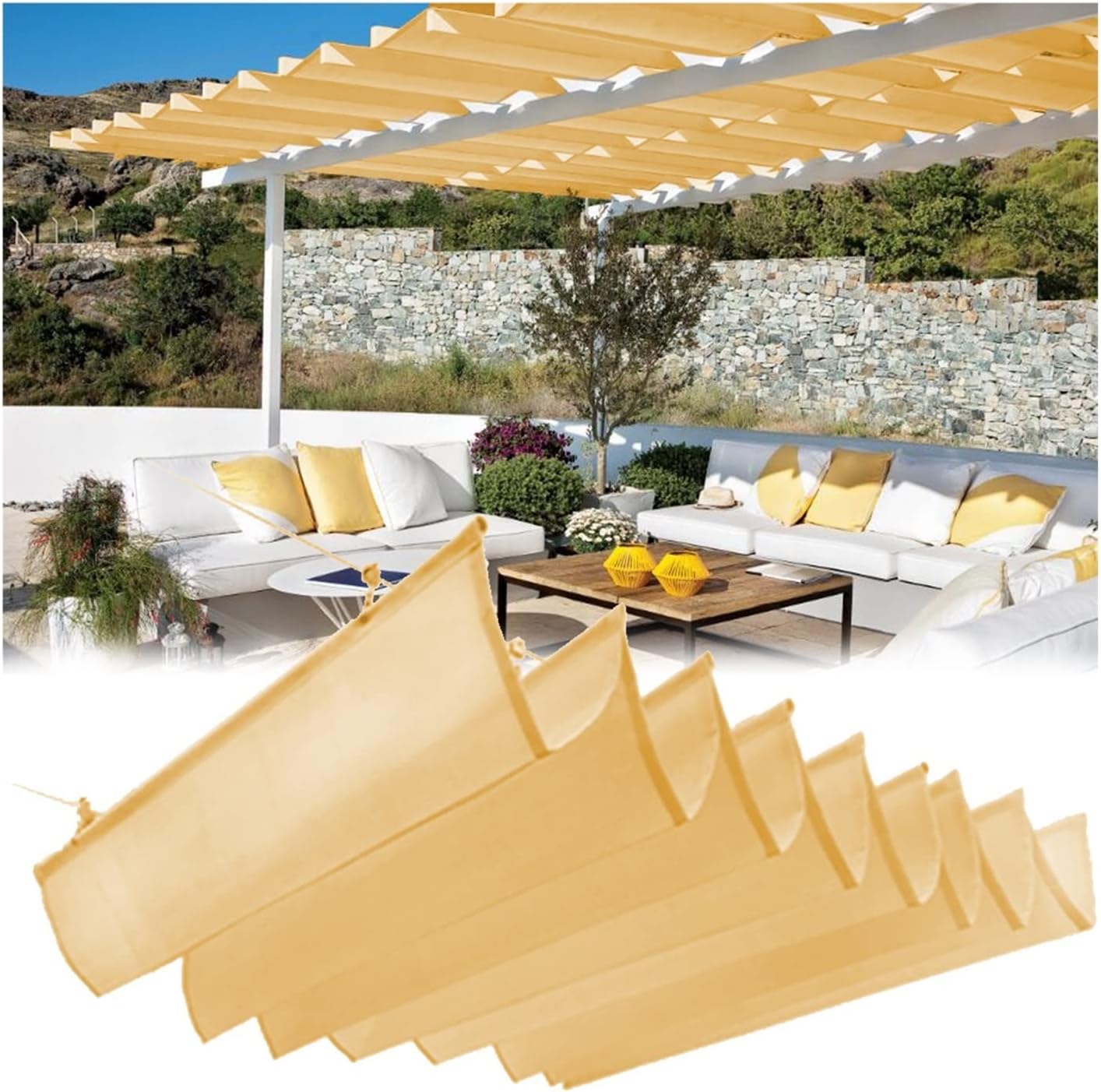 Amazon.com : LXBAMKEA Sun Shade Sail, Retractable Wave Canopy Pergola ...