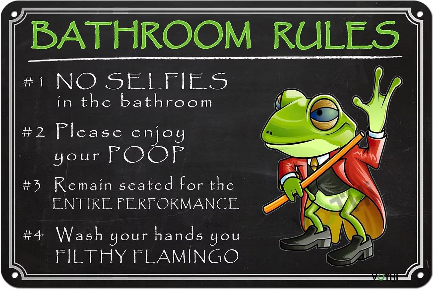 Amazon.com : VOTHI Funny Frog Metal Sign;Frog Bathroom Decor Poster ...