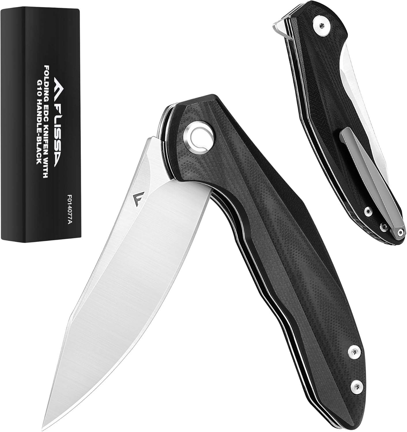 FLISSA Folding Pocket Knife, 3.75" D2 Steel Blade, G10 Handle, EDC ...