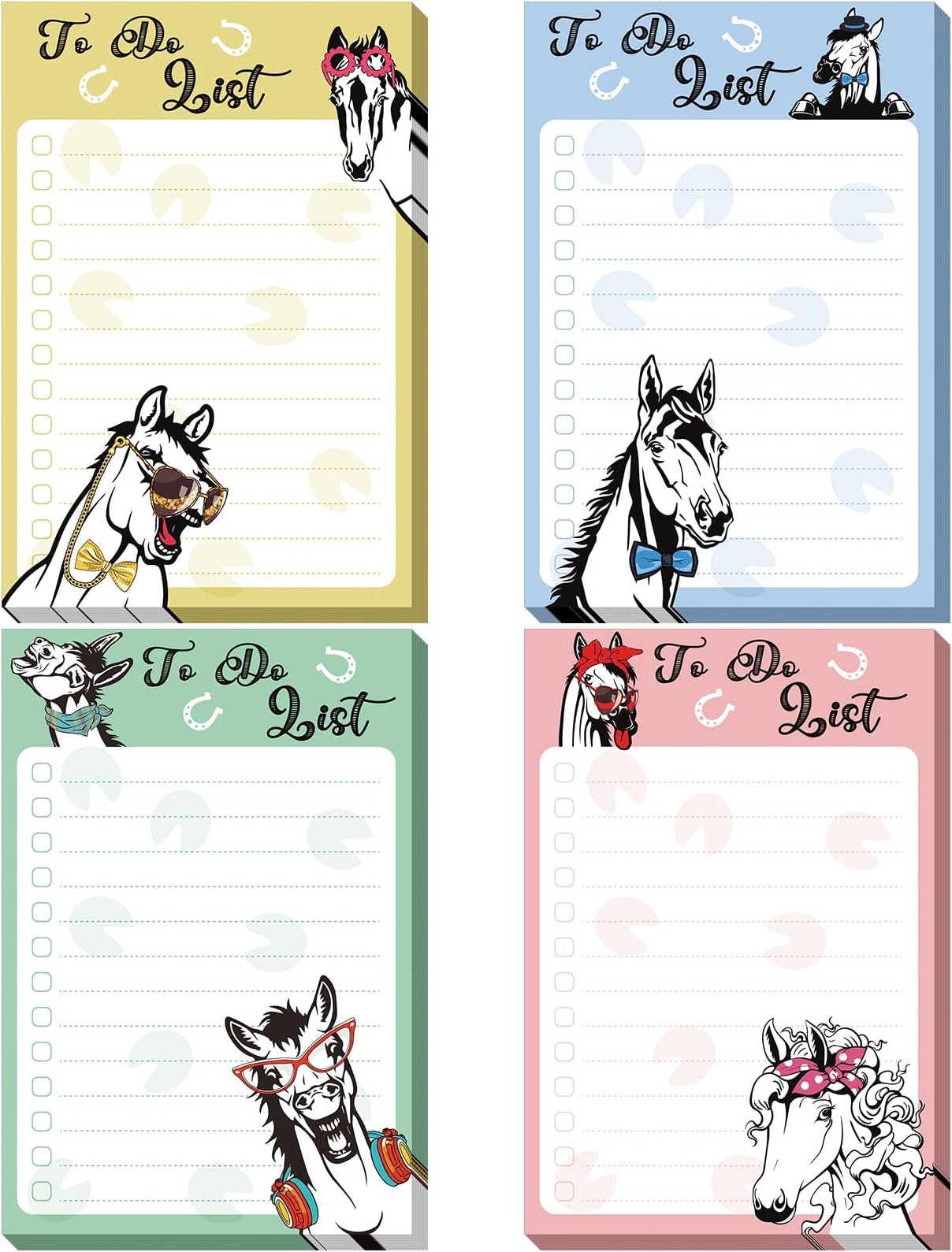 Amazon.com : 4 Pads Horse Sticky Notes 4" x 6" Funny Animal Sticky to ...