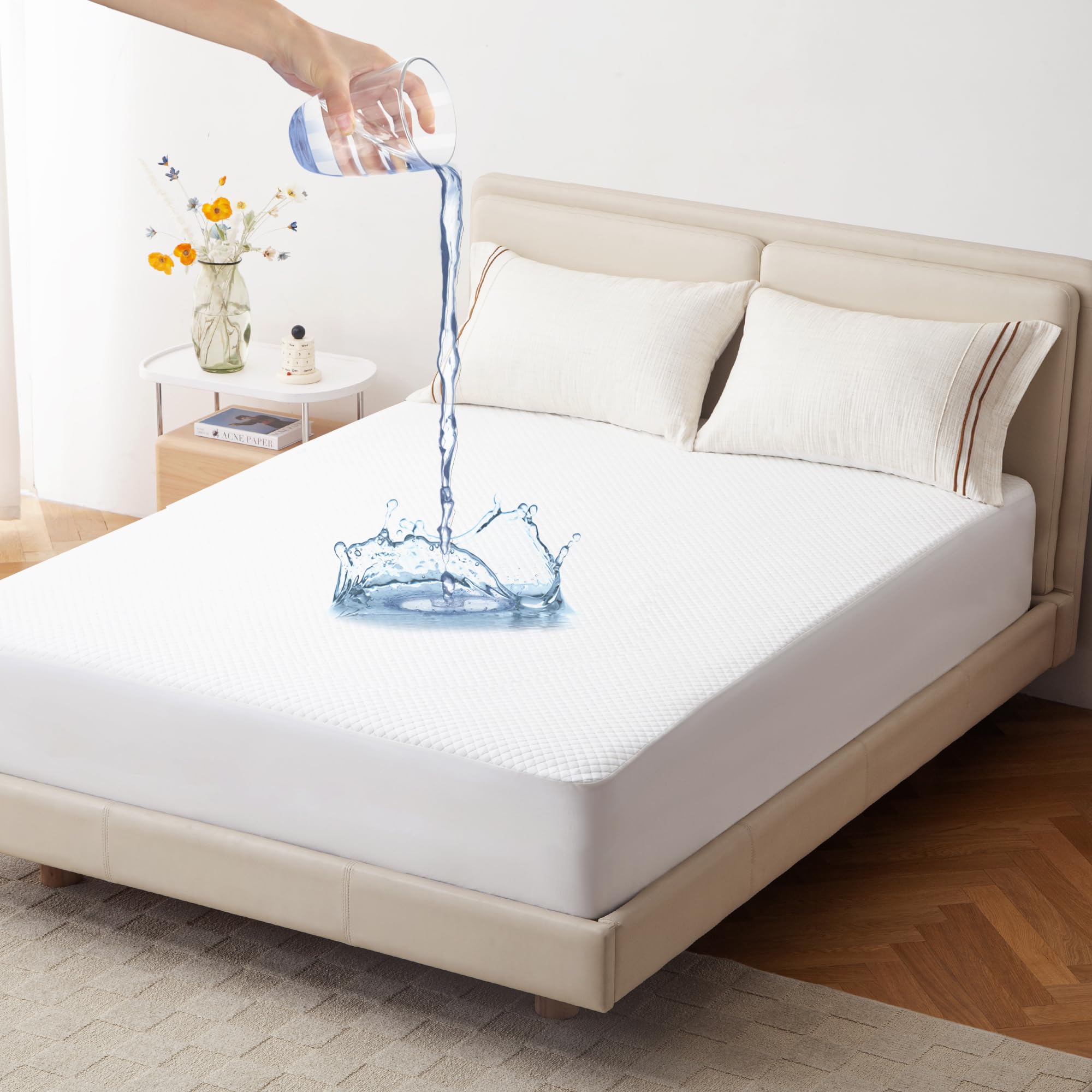 Amazon.com: Choc chick Bamboo Viscose Queen Mattress Protector 100% ...