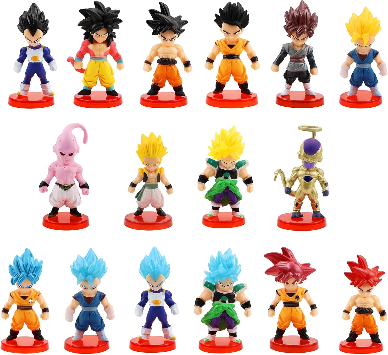 16 Pack Cake Toppers,3" Goku Figures Cake Toppers Set. : Amazon.co.uk ...