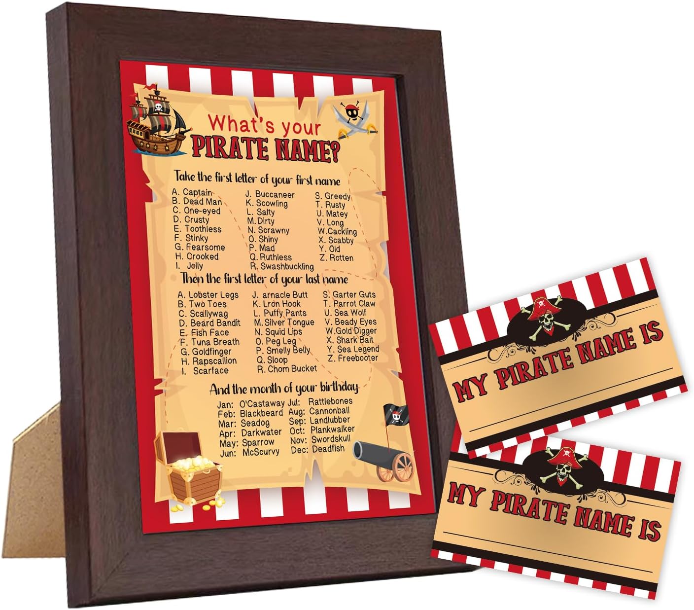 Amazon.com: ZAQTS-What's Your Pirate Name, Brown Frame, 1 Pirate Theme ...
