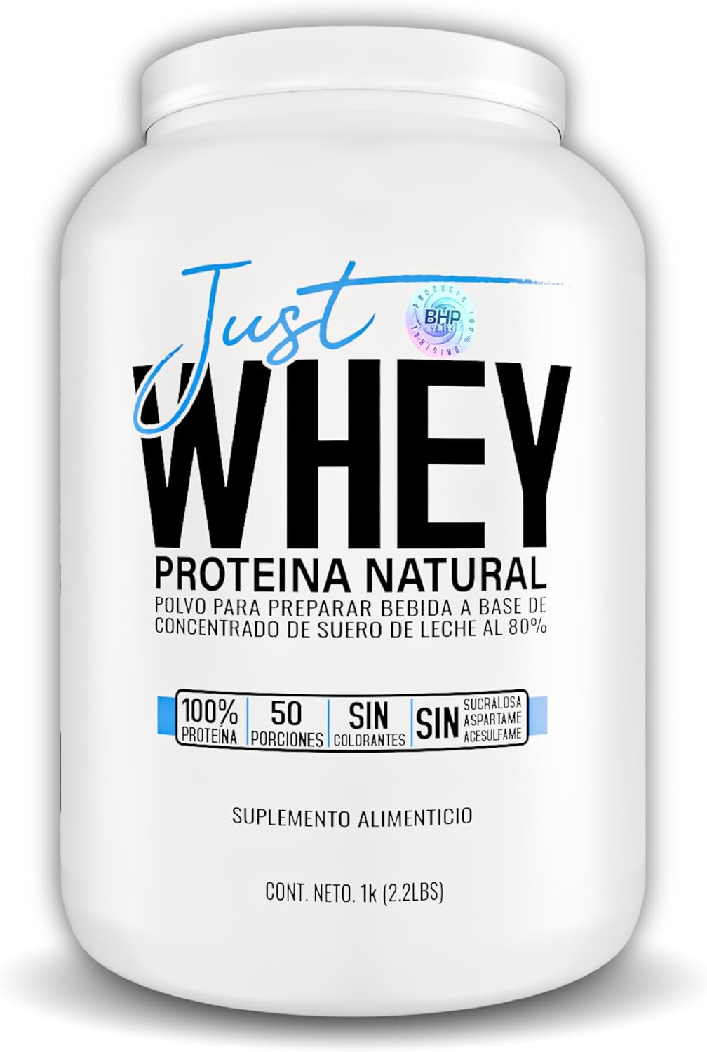 BHP JUST WHEY PROTEINA NATURAL| WHEY PROTEIN| SIN SABOR| 100% PURA ...