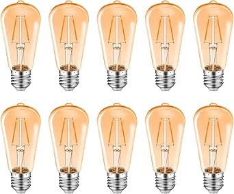 MZYOYO Edison Vintage LED Bulb, Plastic, E27 ST58 Retro LED Bulbs 2W ...