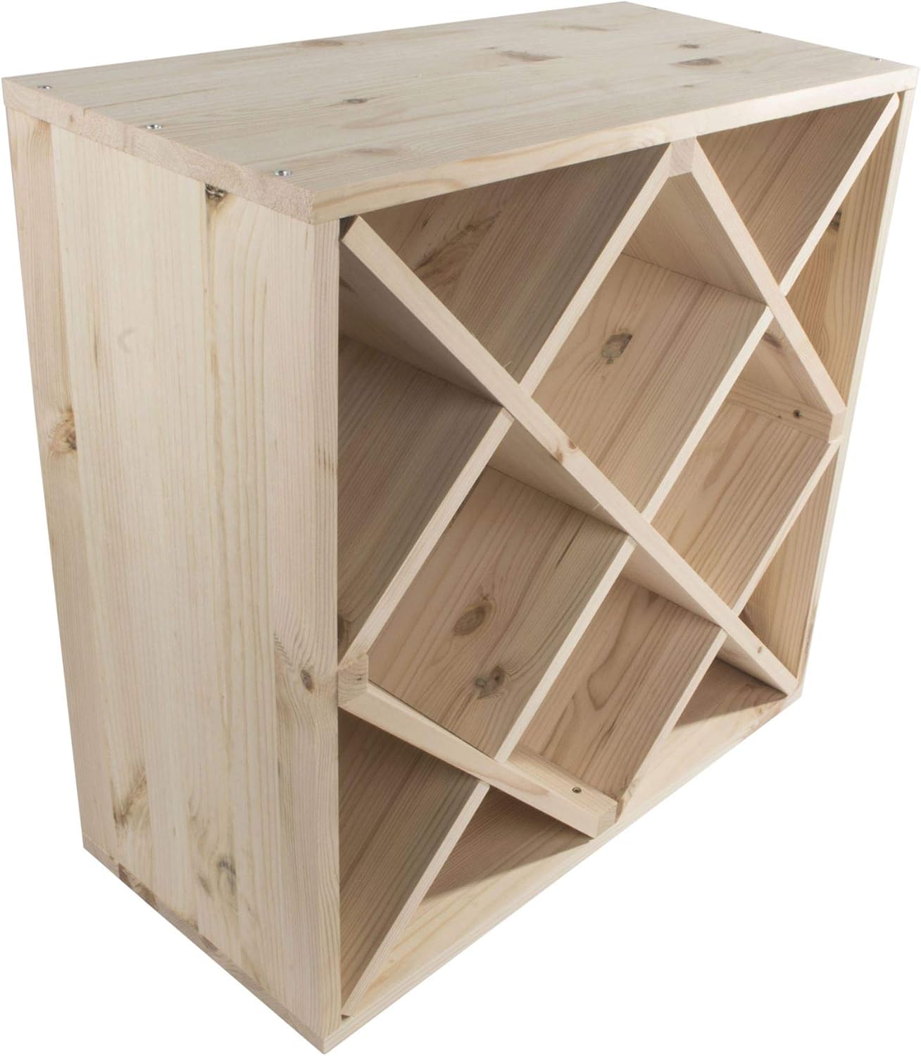 Square Wooden Wine Rack | 24 Bottle Capacity Shape B | 52 x 25 x 52 cm ...