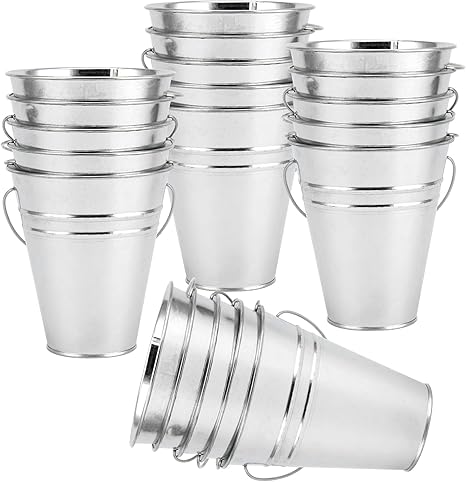 Amazon.com: SINJEUN 40 Pack 4.5 x 5 Inch Galvanized Metal Buckets ...
