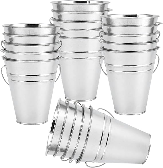 Amazon.com: SINJEUN 40 Pack 4.5 x 5 Inch Galvanized Metal Buckets ...