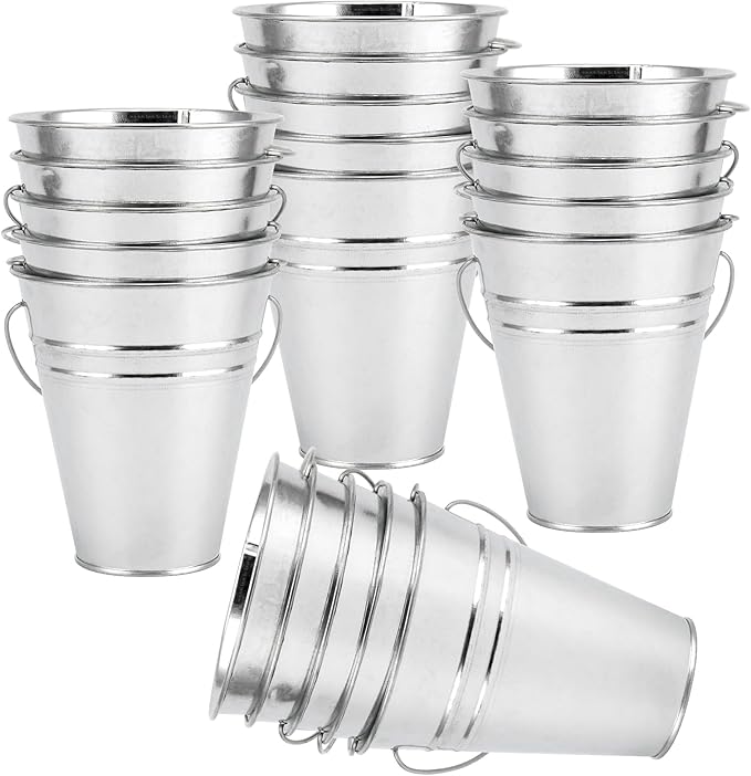Amazon.com: SINJEUN 40 Pack 4.5 x 5 Inch Galvanized Metal Buckets ...