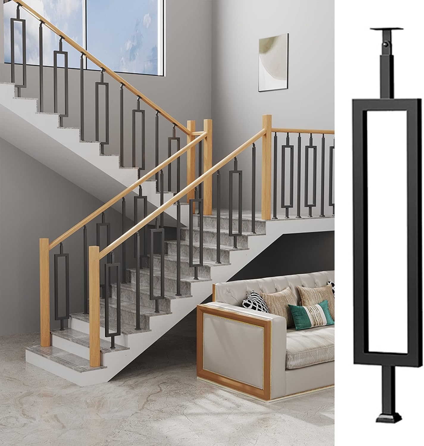 Black Metal Stairs Banister Column Spindle, 1/4/5/8/10/15/20/25/30 Pack ...