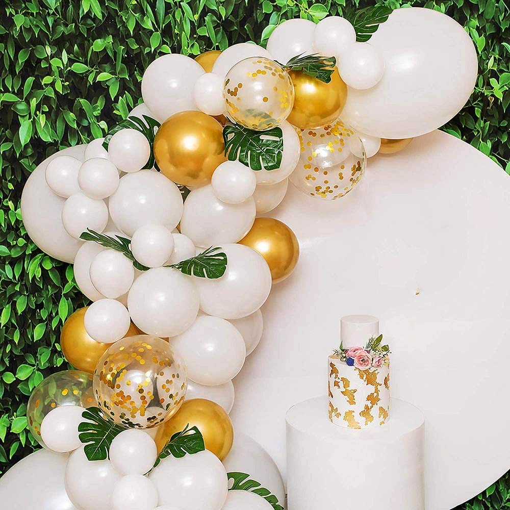 O-Kinee Gold Metallic Balloons Set, Gold Confetti Balloons, Gold White ...